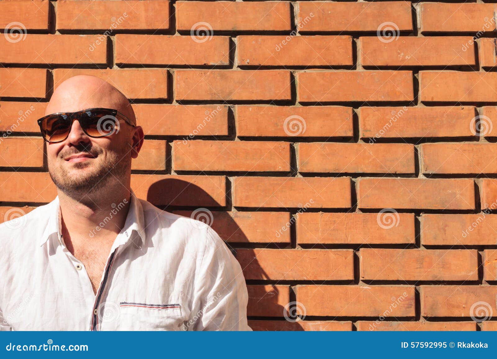 Young Man Against a Brick Wall Stock Image - Image of adult, people ...