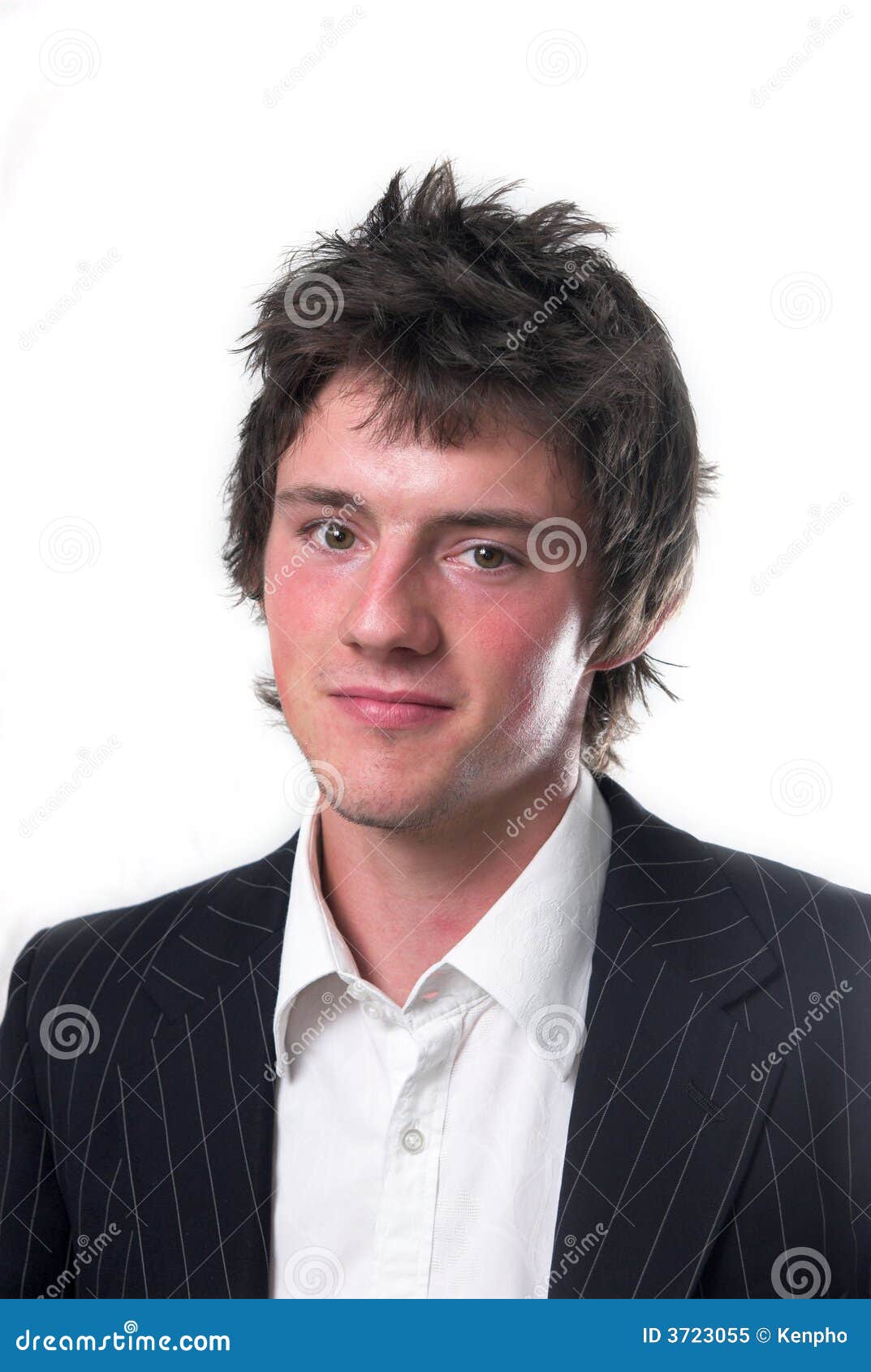 Young Man Against White Background Stock Image - Image of hair, suit ...