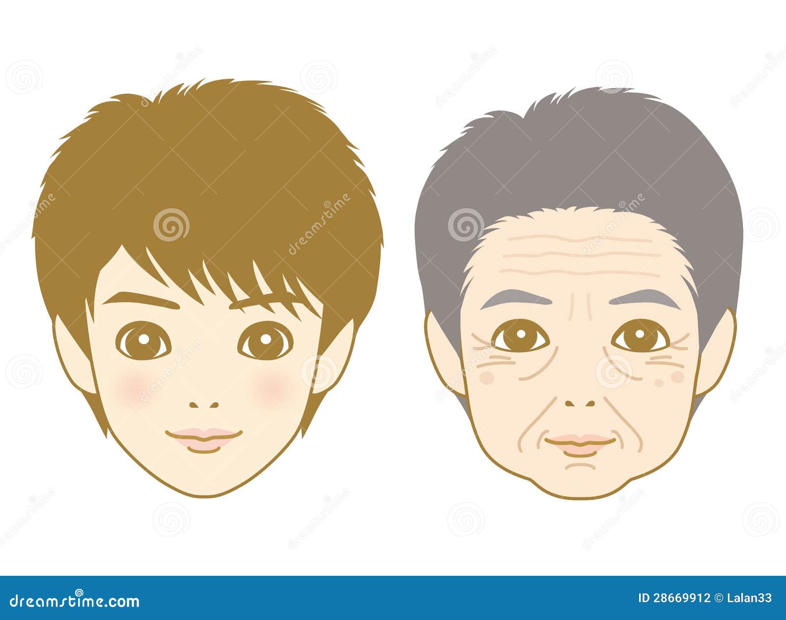 Young man and aged man stock vector. Illustration of male - 28669912
