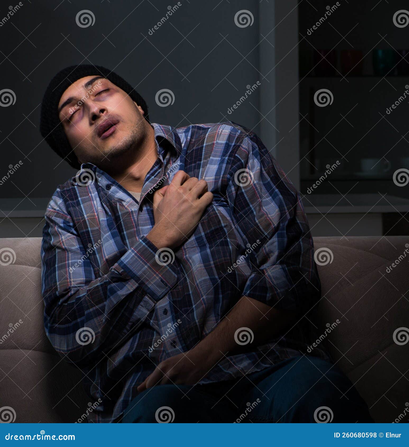 The Young Man in Agony Having Problems with Narcotics Stock Photo ...