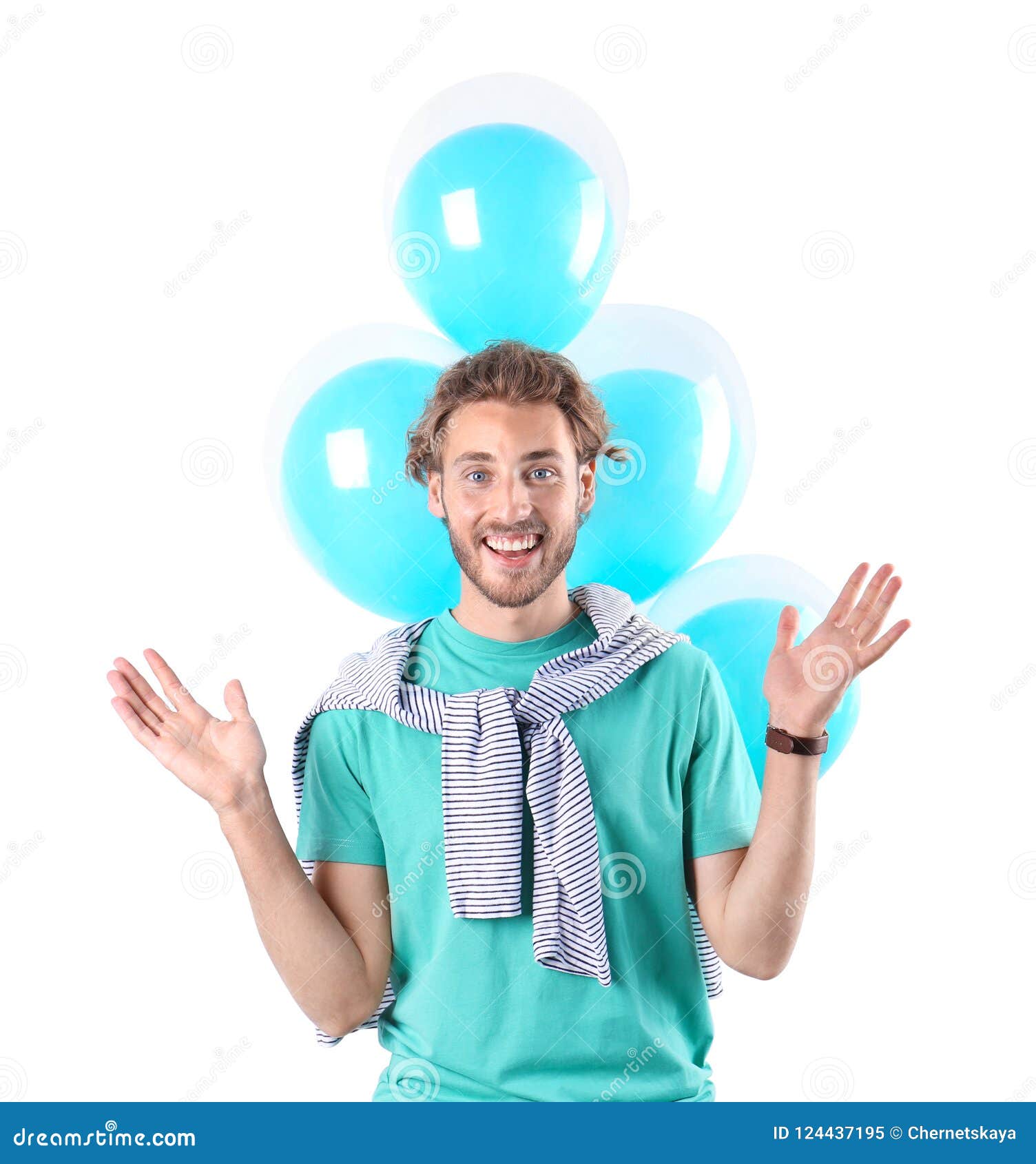 Young Man with Air Balloons Stock Image - Image of present, holiday ...