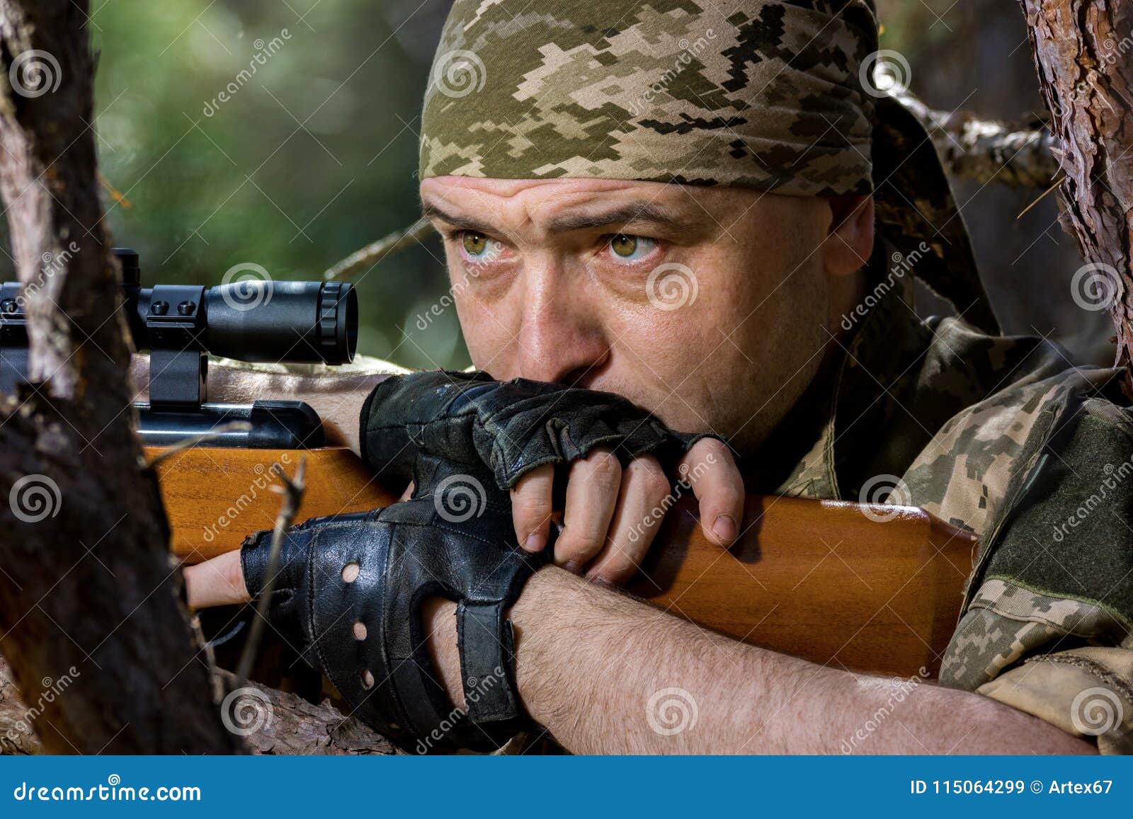 Young Man with an Air Rifle Stock Image - Image of ranger, optics ...