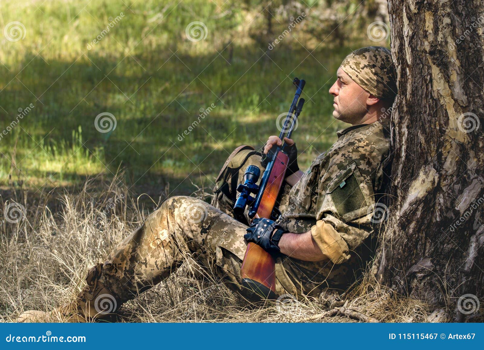 Young Man with an Air Rifle Stock Image - Image of shooting, nature ...