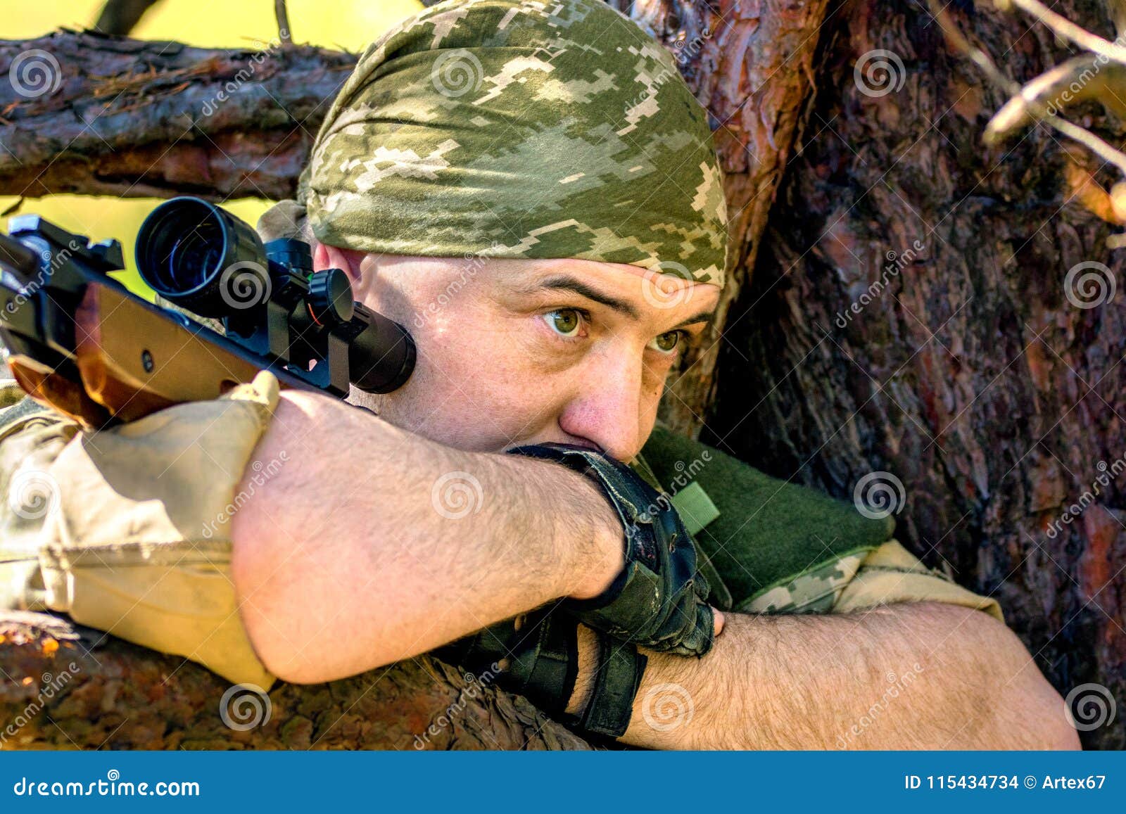 Young Man with an Air Rifle Stock Photo - Image of army, outdoor: 115434734