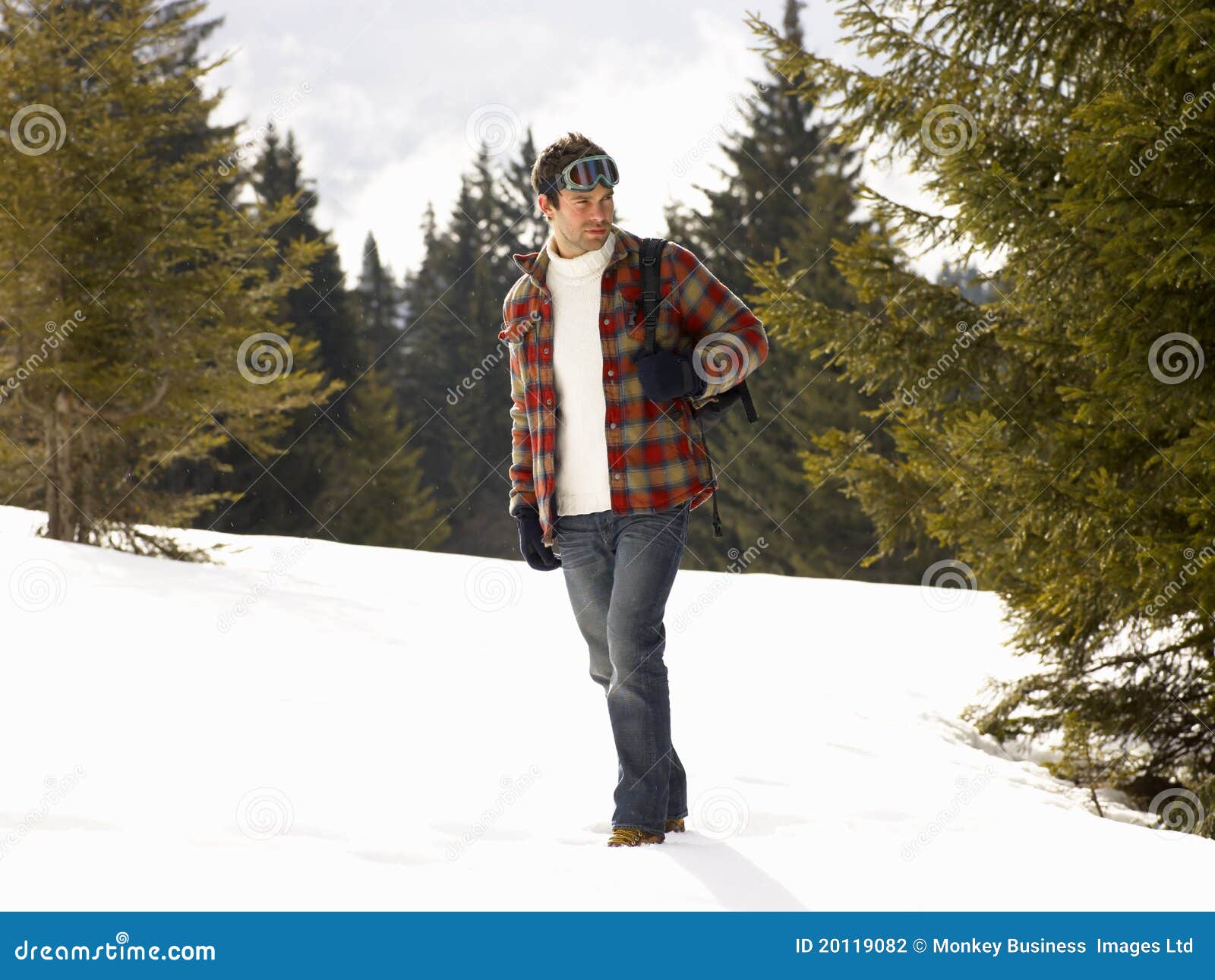 Young Man in Alpine Snow Scene Stock Photo - Image of outside, shoulder ...