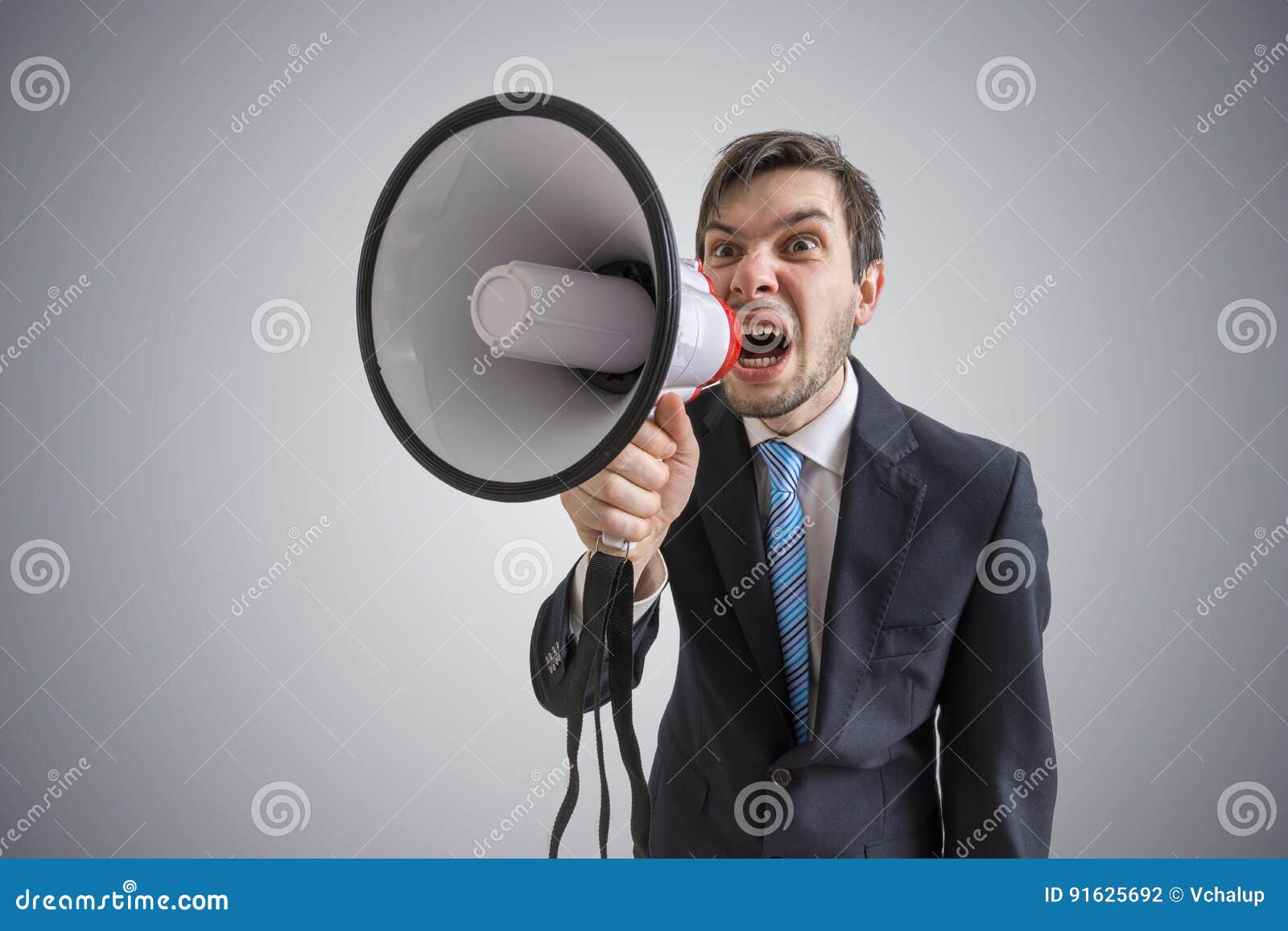 Young Man is Announcing a Message and Shouting To Megaphone Stock Photo ...