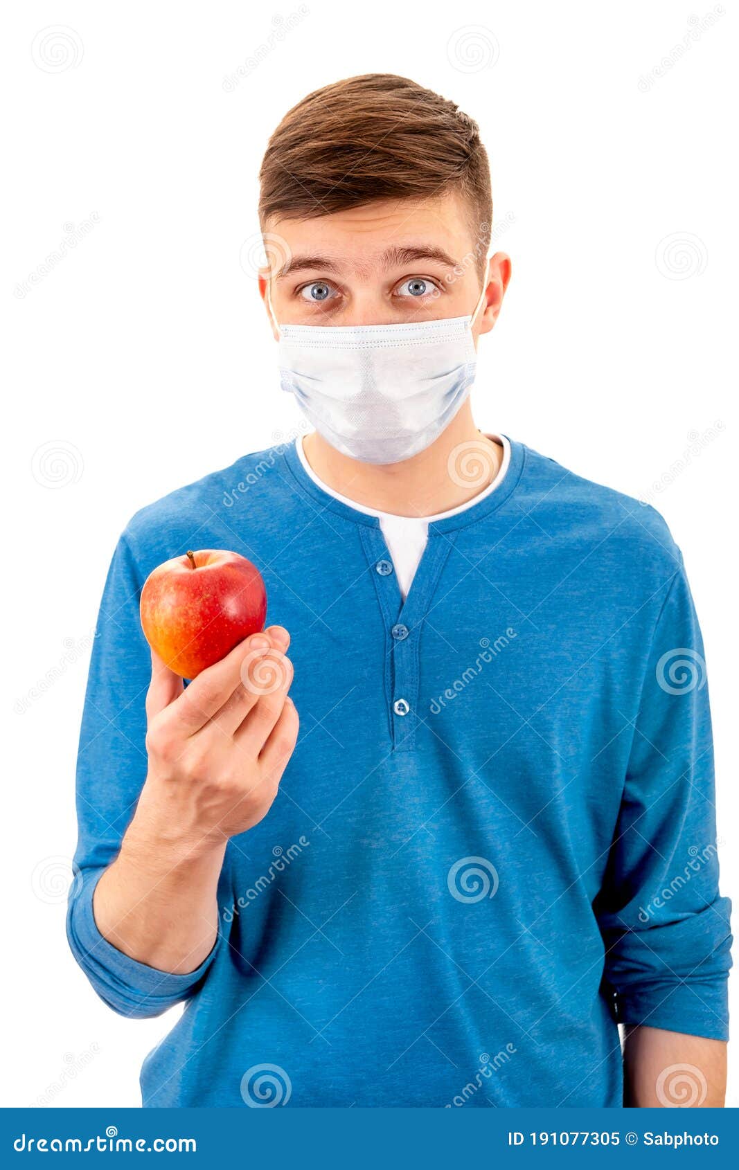 Young Man with an Apple stock image. Image of dieting - 191077305