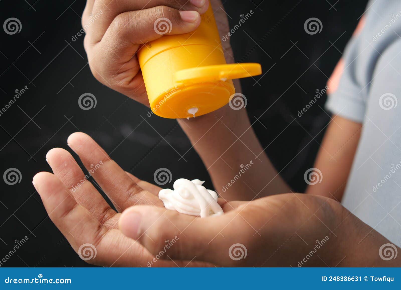 Young Man Applying Sunscreen Cream Stock Image - Image of cosmetic ...