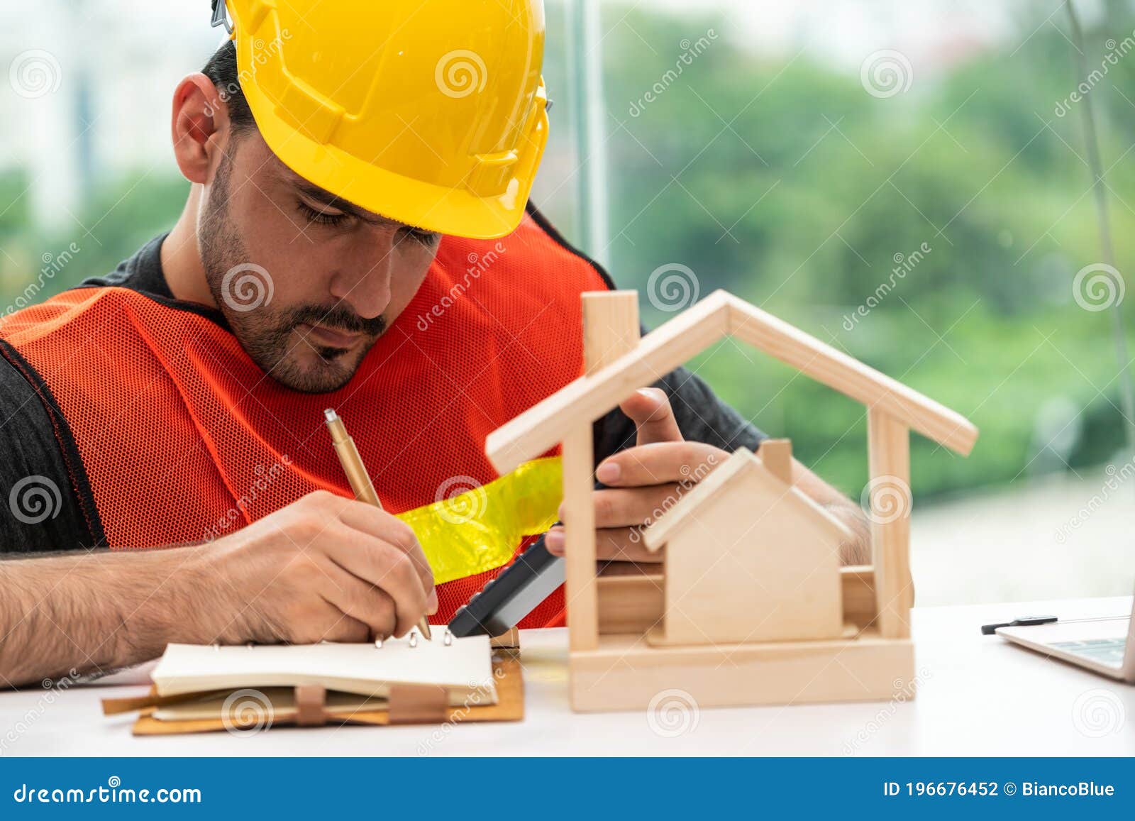 Young Man Architect or Engineer Working at Desk. Stock Photo - Image of ...