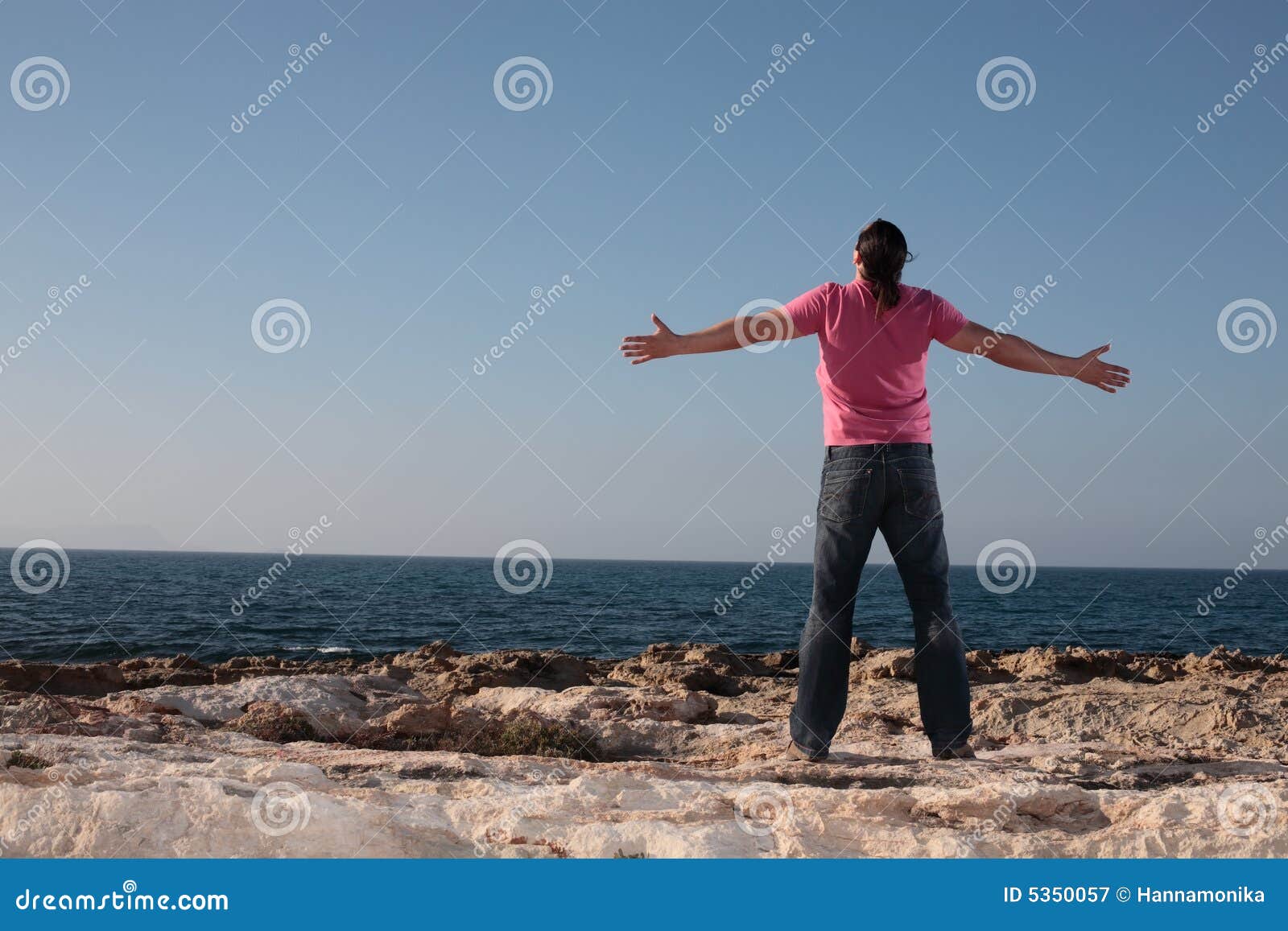 Young Man with Arms Outstretch Stock Image - Image of stretching, pink ...