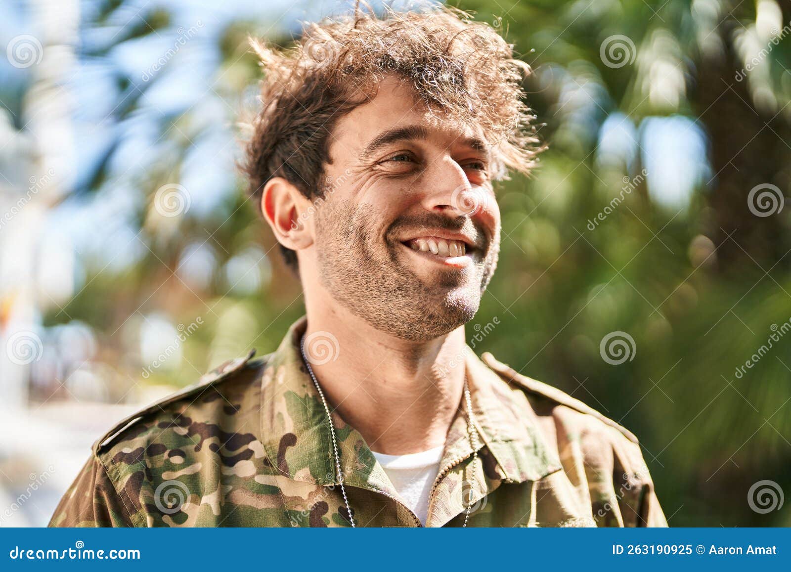 Young Man Army Soldier Smiling Confident at Park Stock Image - Image of ...