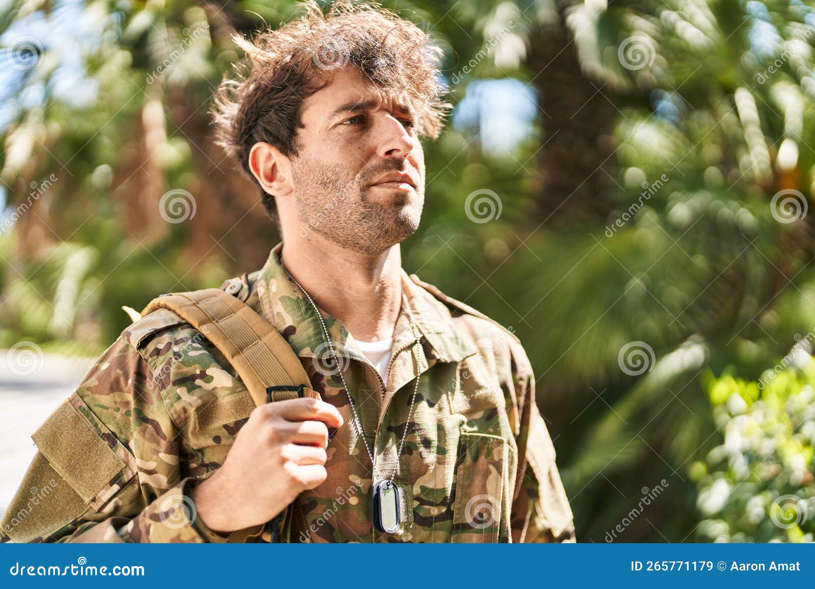 Young Man Army Soldier Standing at Park Stock Image - Image of army ...