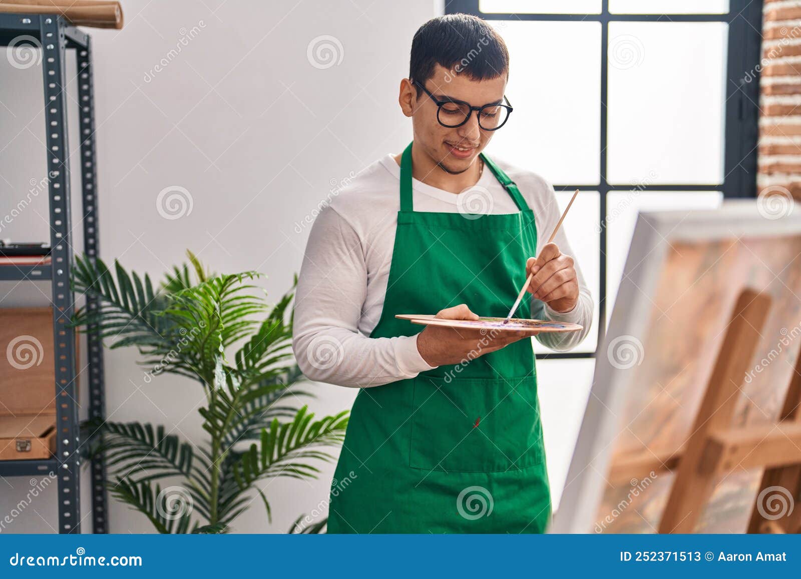 Young Man Artist Smiling Confident Drawing at Art Studio Stock Image ...