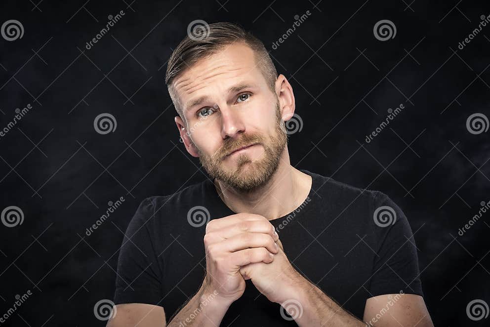 Young Man Asks for Forgiveness. Stock Photo - Image of help, expression ...