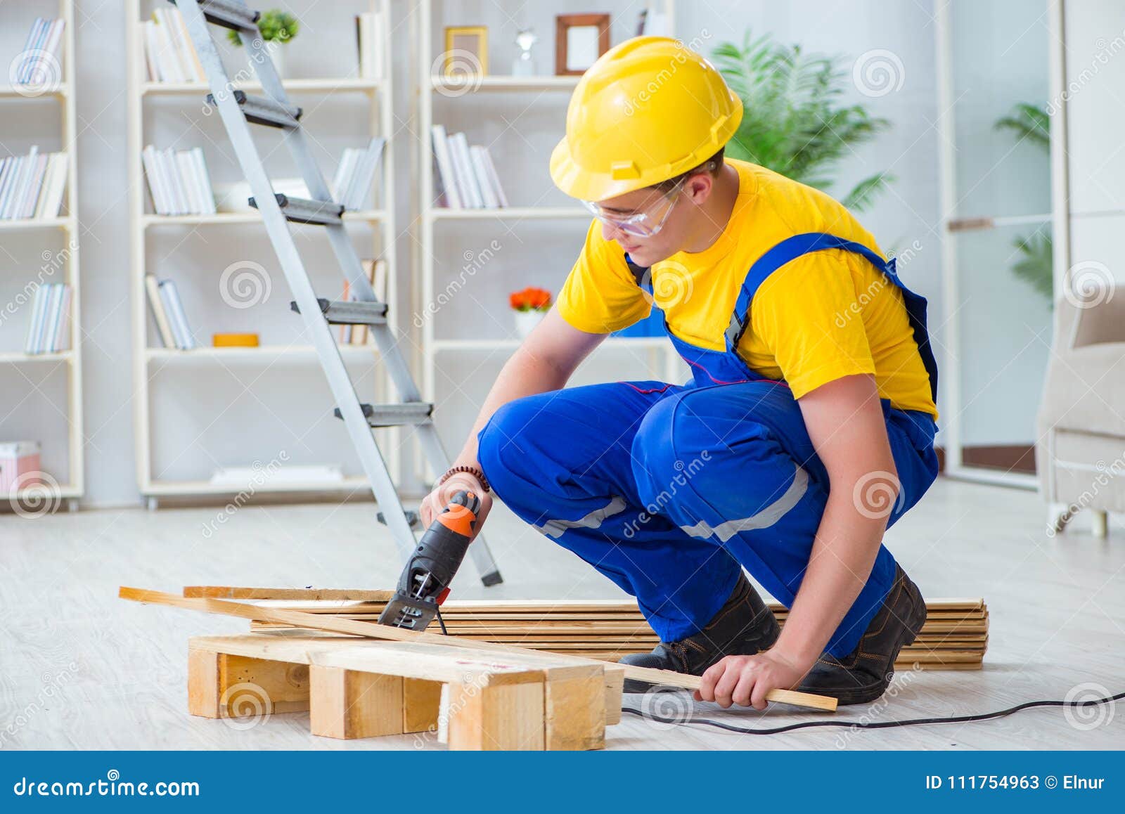 The Young Man Assembling Wood Pallet Stock Image - Image of house ...