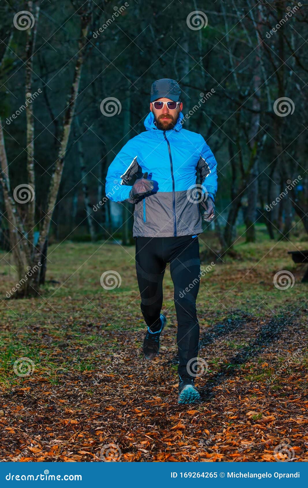 Young Man Athlete during a Run in the Woods Stock Image - Image of ...