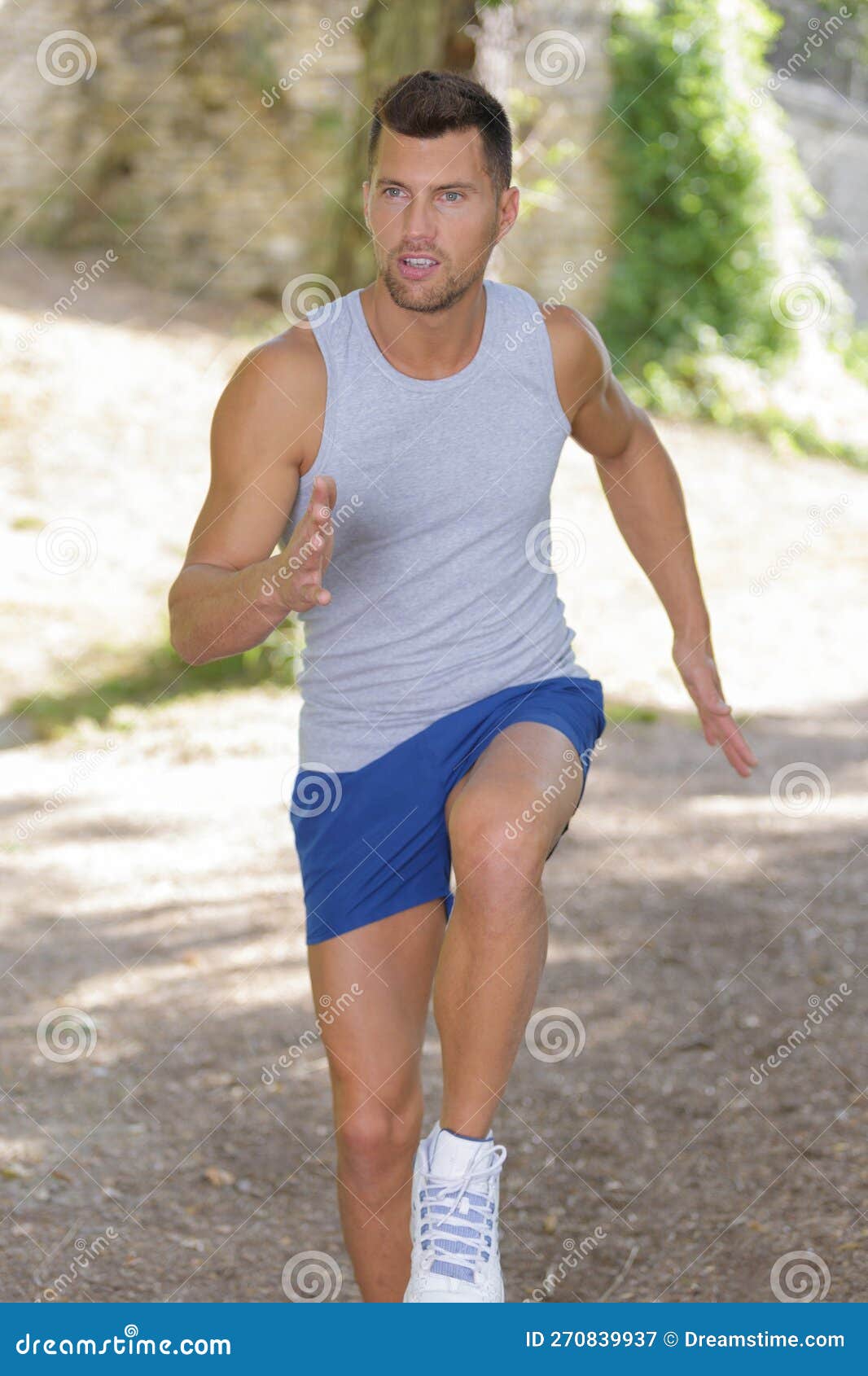 Young Man Athlete Runner Exercise Stairs Steps Outdoors Stock Image ...