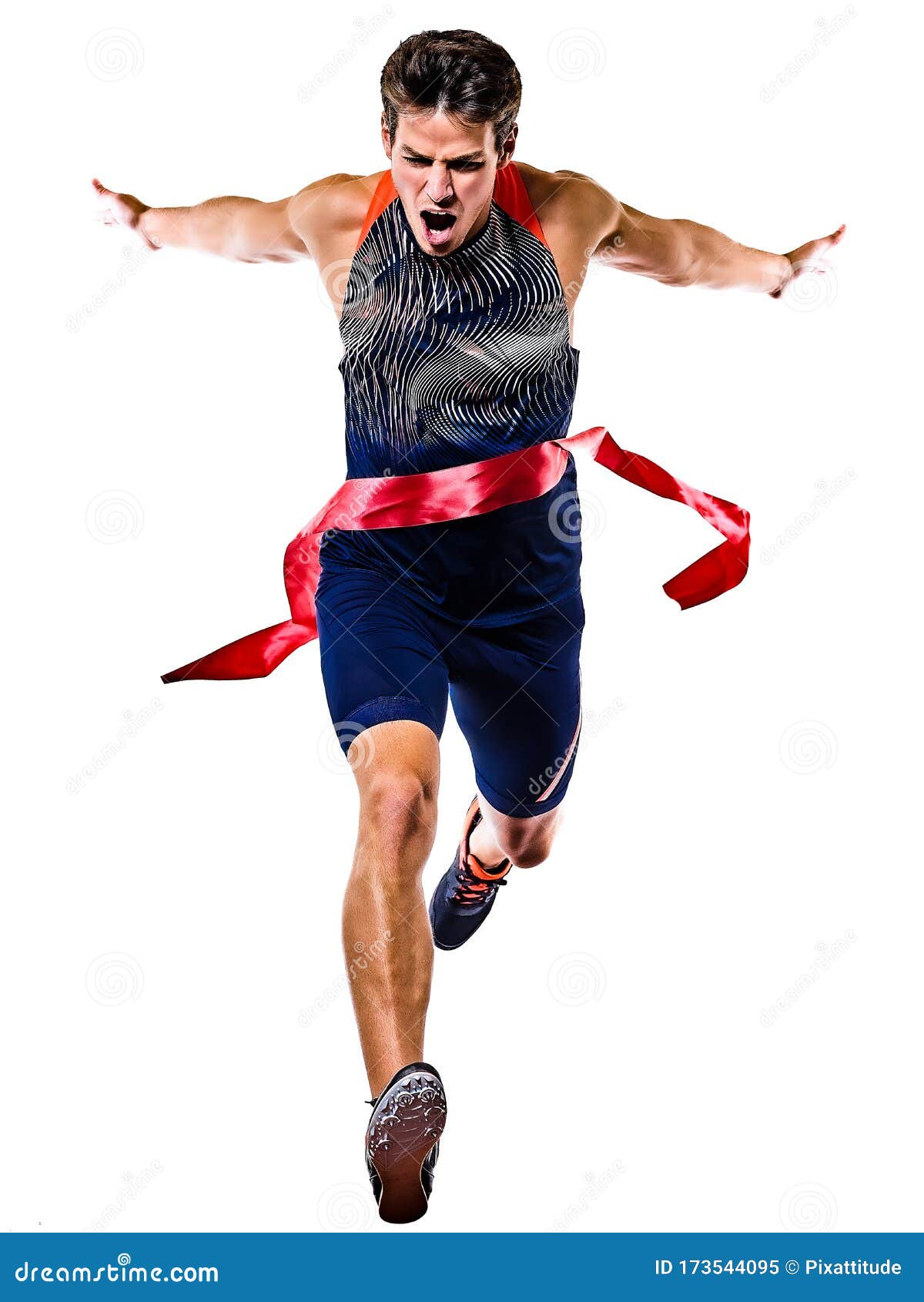 Young Man Athletics Runner Running Sprinter Sprinting Isolated White ...