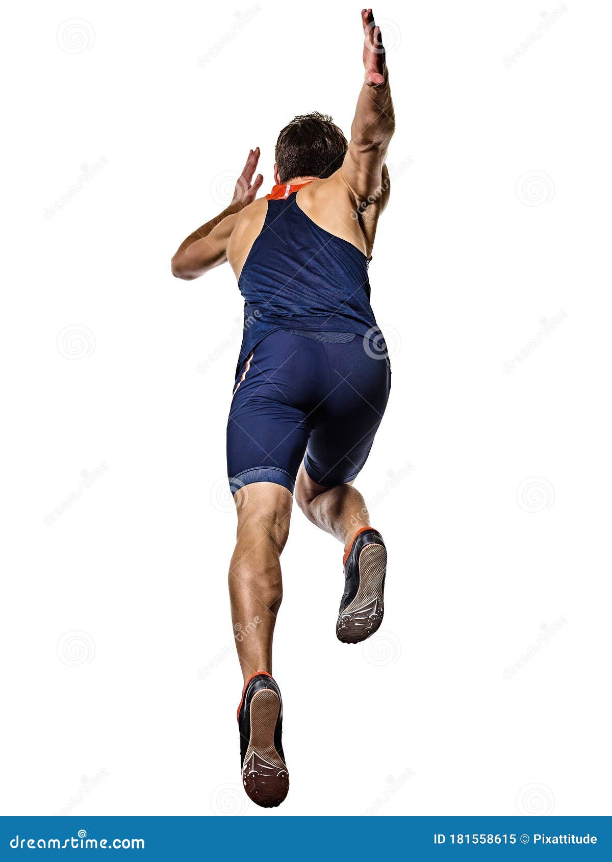 Young Man Athletics Runner Running Sprinter Sprinting Isolated White ...