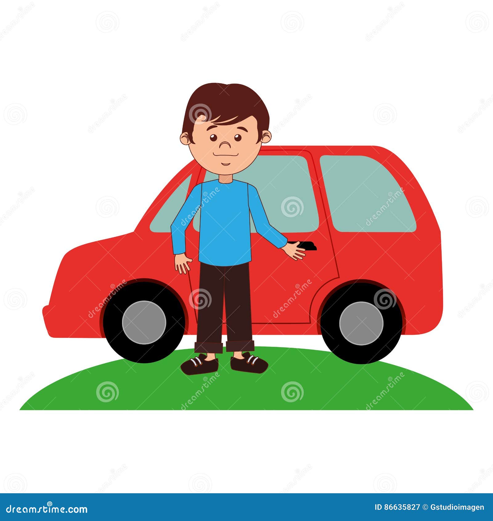 Young Man Avatar with Car Character Stock Vector - Illustration of ...