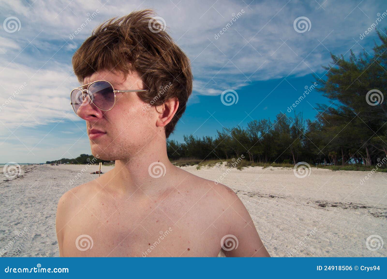 Young Man with Aviators at the Beach Stock Photo - Image of emotion ...