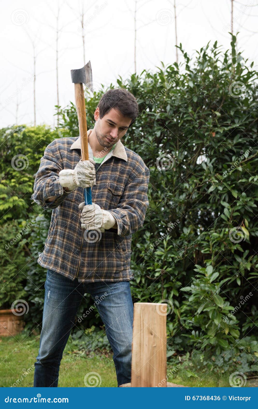 Young man with axe stock photo. Image of adult, tool - 67368436