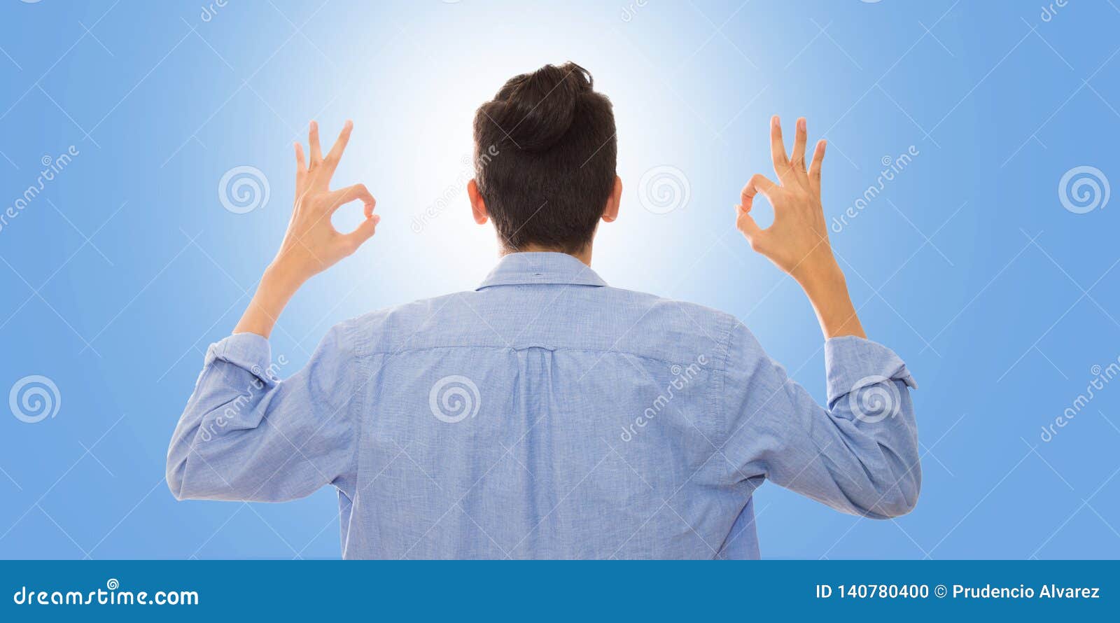 Young Man Back with the Expression of Success Stock Photo - Image of ...