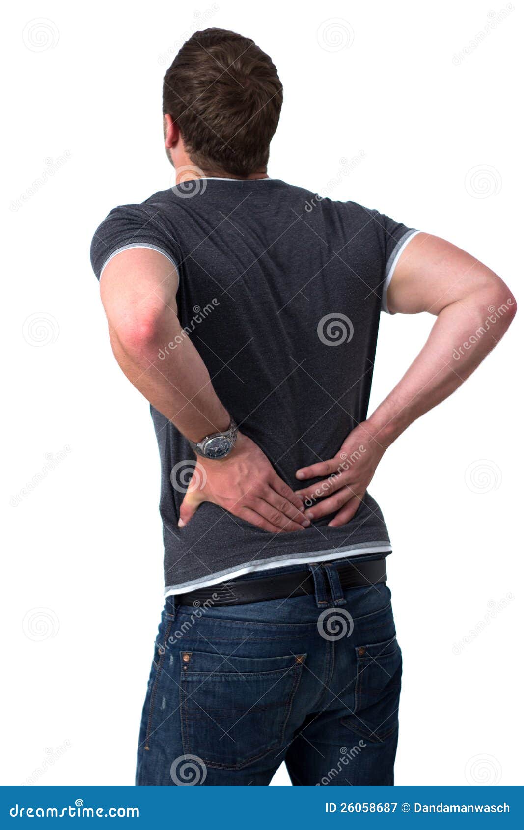 Young Man with back pain stock image. Image of muscular - 26058687