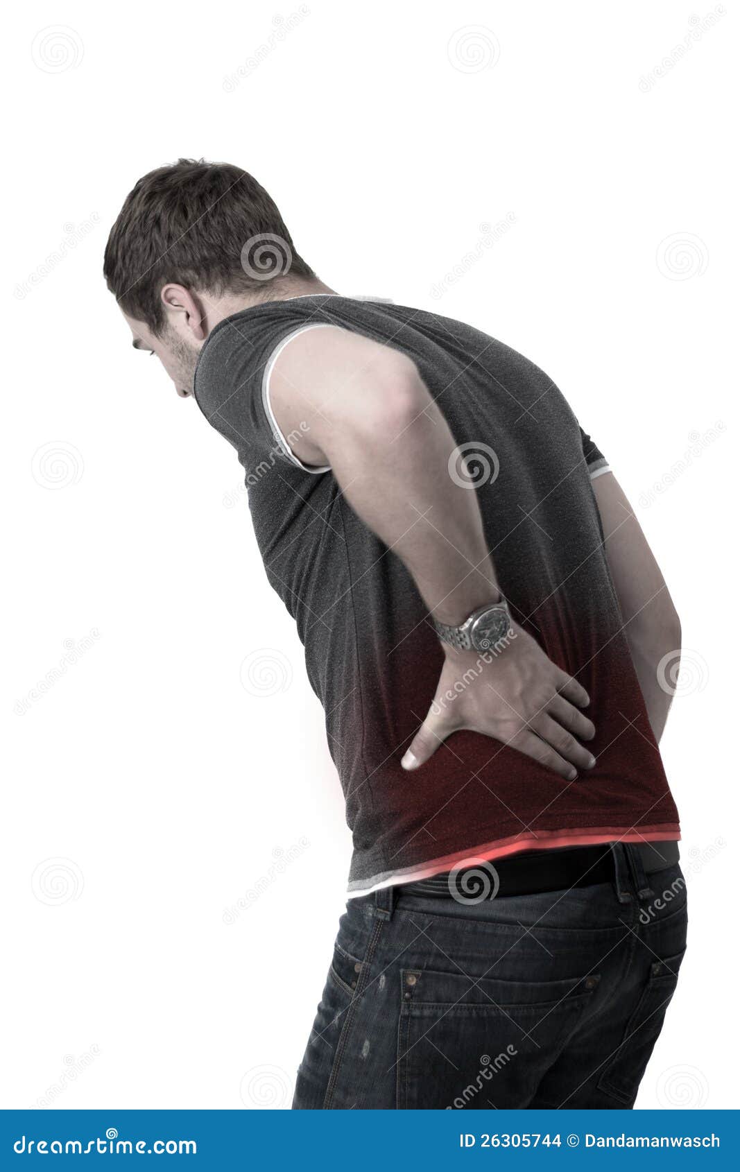 Young Man with back pain stock photo. Image of hand, medicine - 26305744