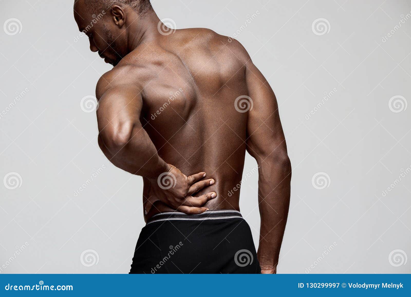 Young Man with Back Pain Isolated on White Stock Image - Image of ...