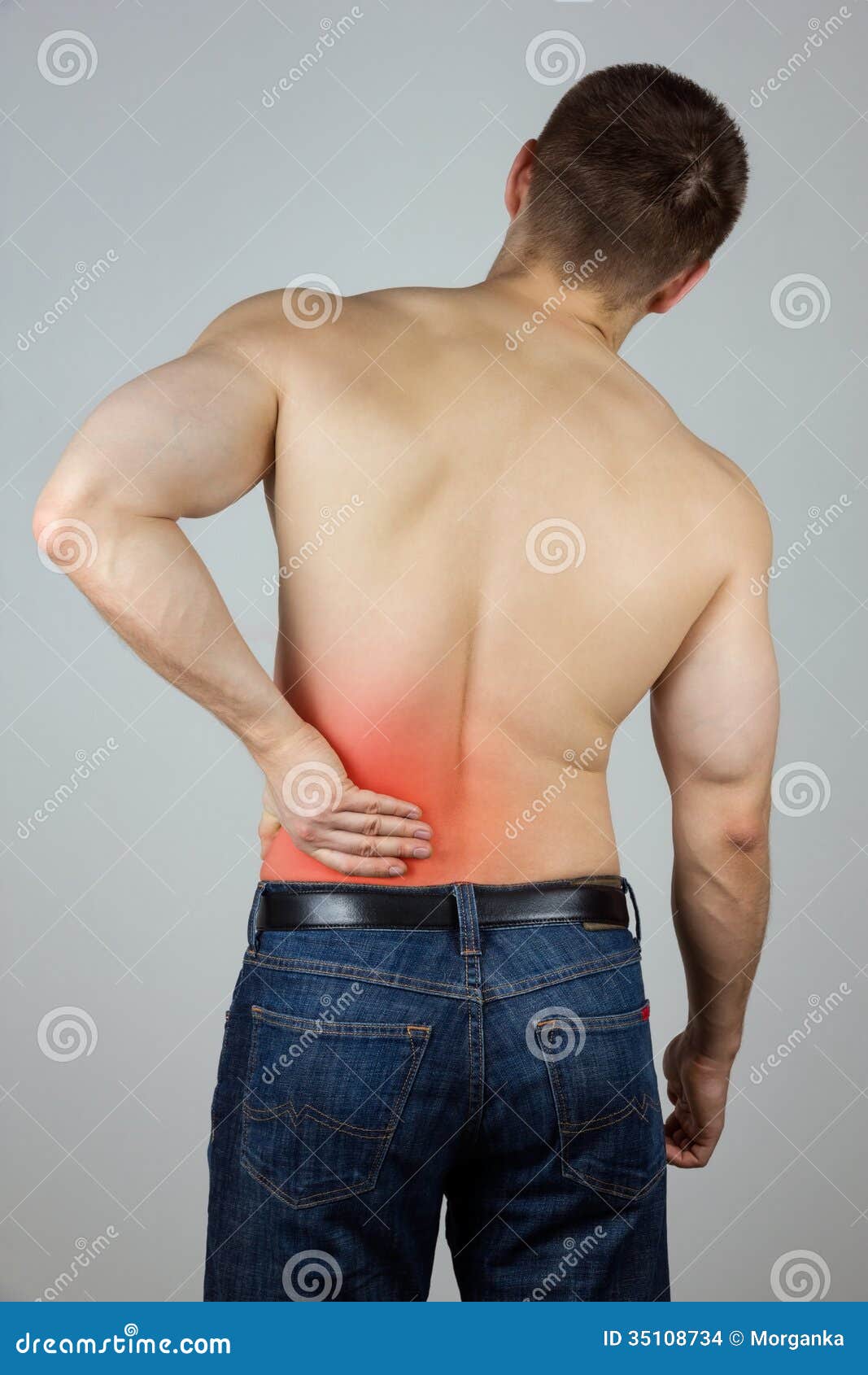 Young man with back pain stock photo. Image of naked - 35108734
