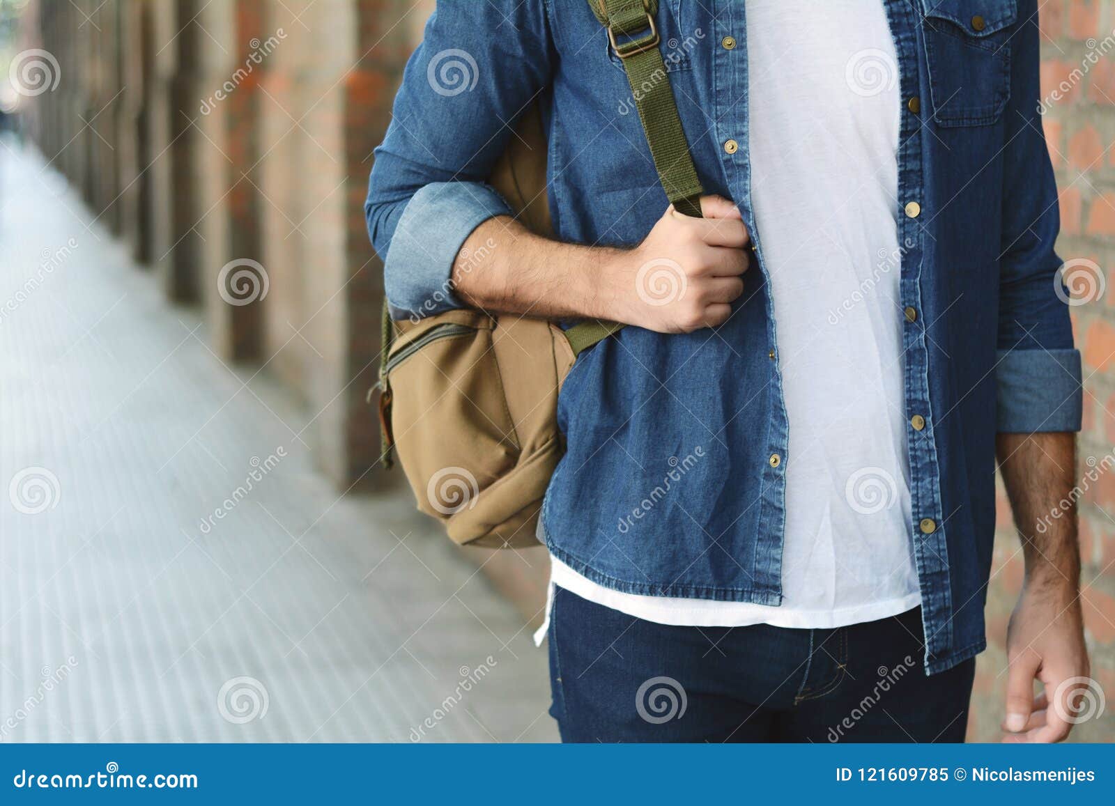 Young man with a backpack stock image. Image of journey - 121609785