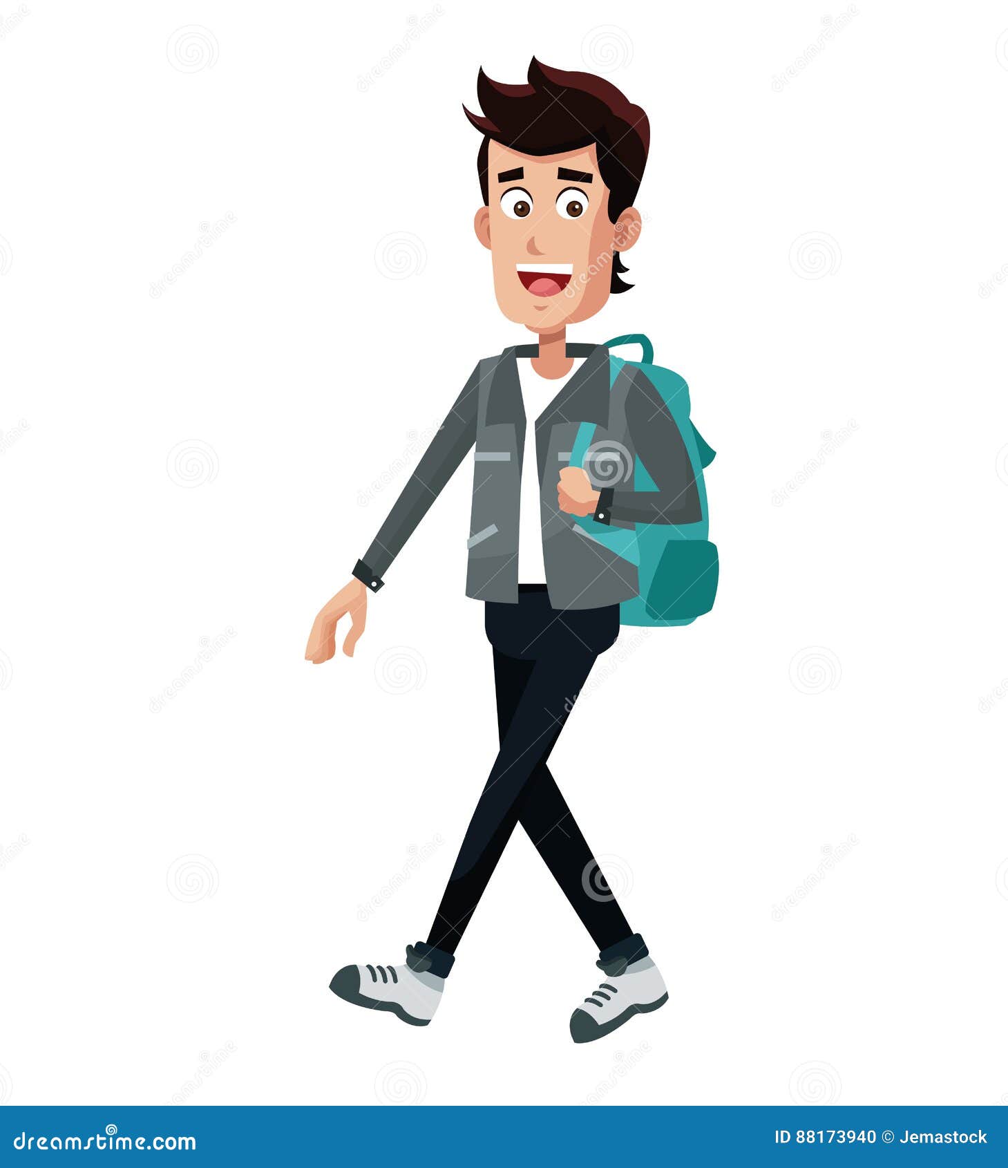 Young man with backpack stock illustration. Illustration of leisure ...