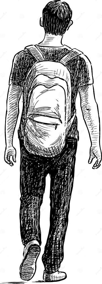 Young man with a backpack stock vector. Illustration of contemporary ...