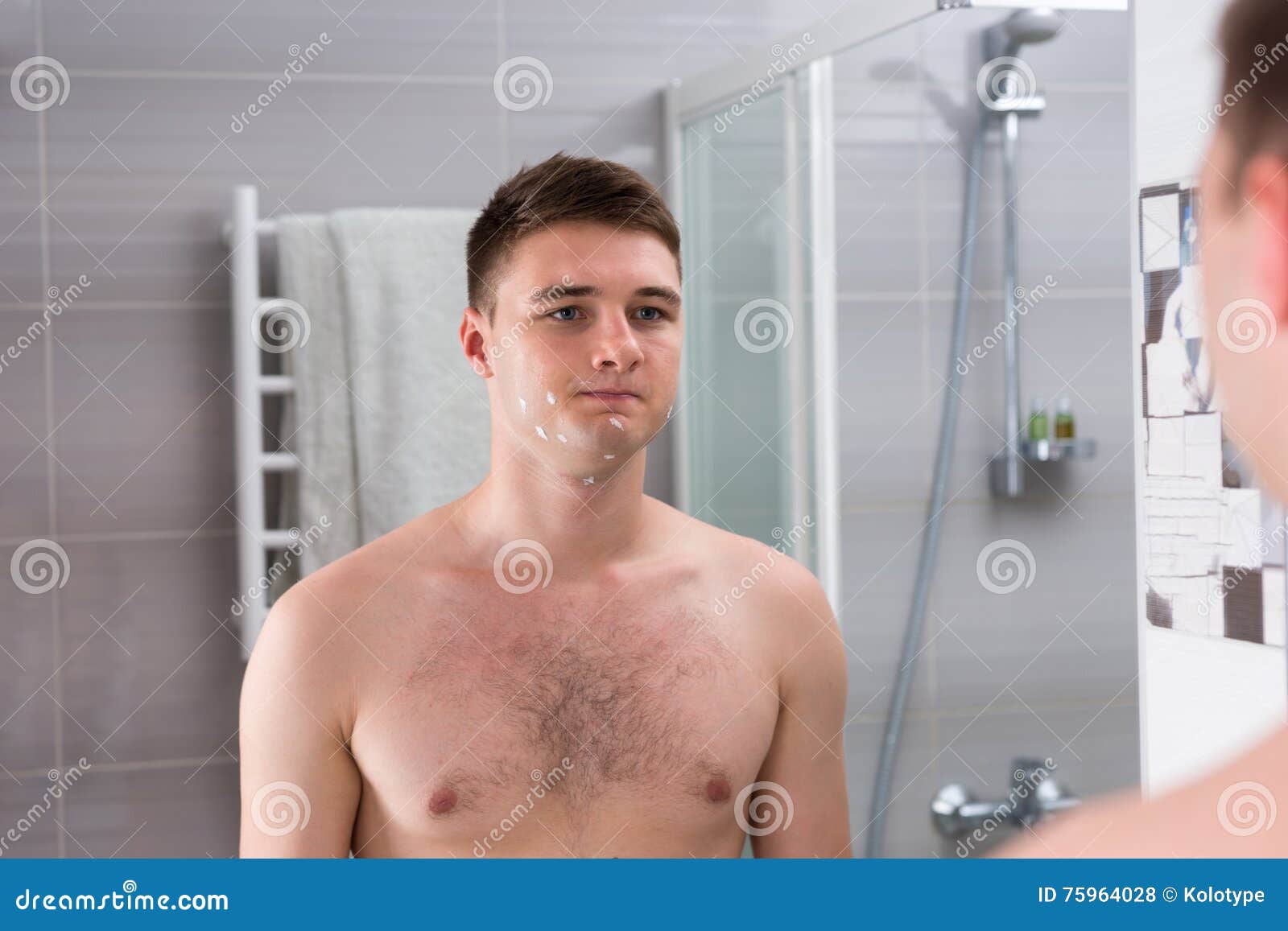 Young Man after Bad Shaving Stock Photo - Image of hygiene, beard: 75964028