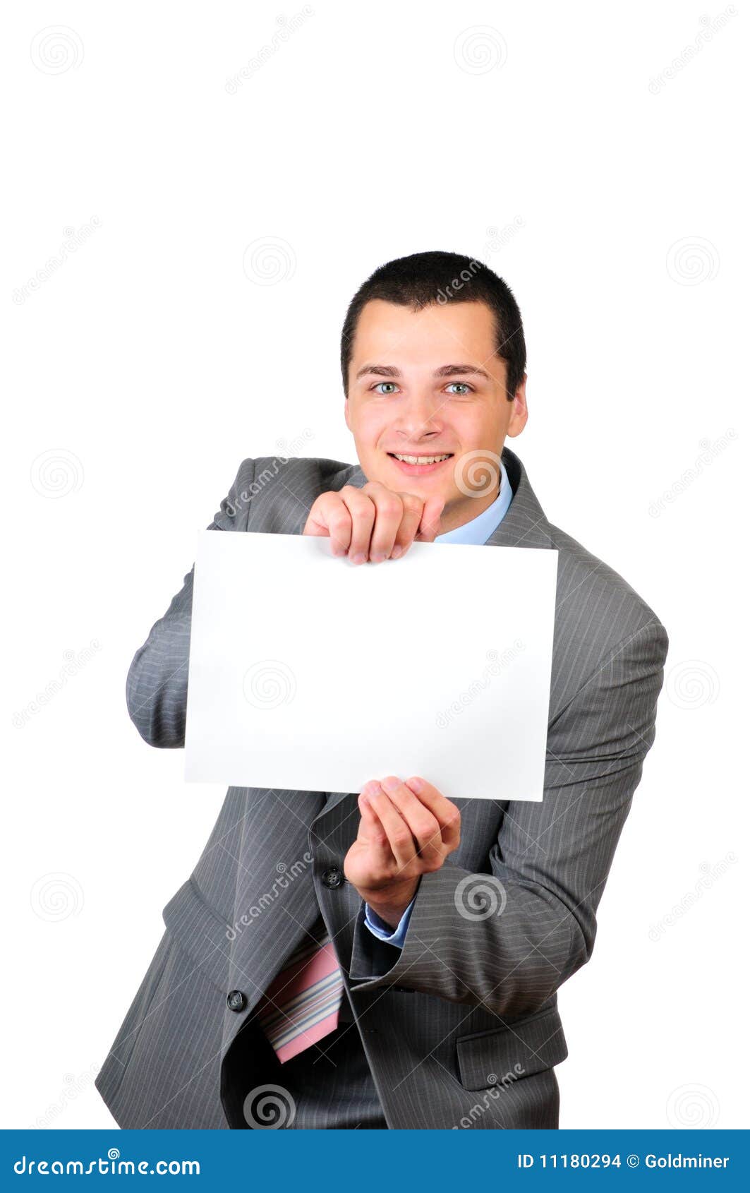 Young man and a banner stock photo. Image of holidays - 11180294