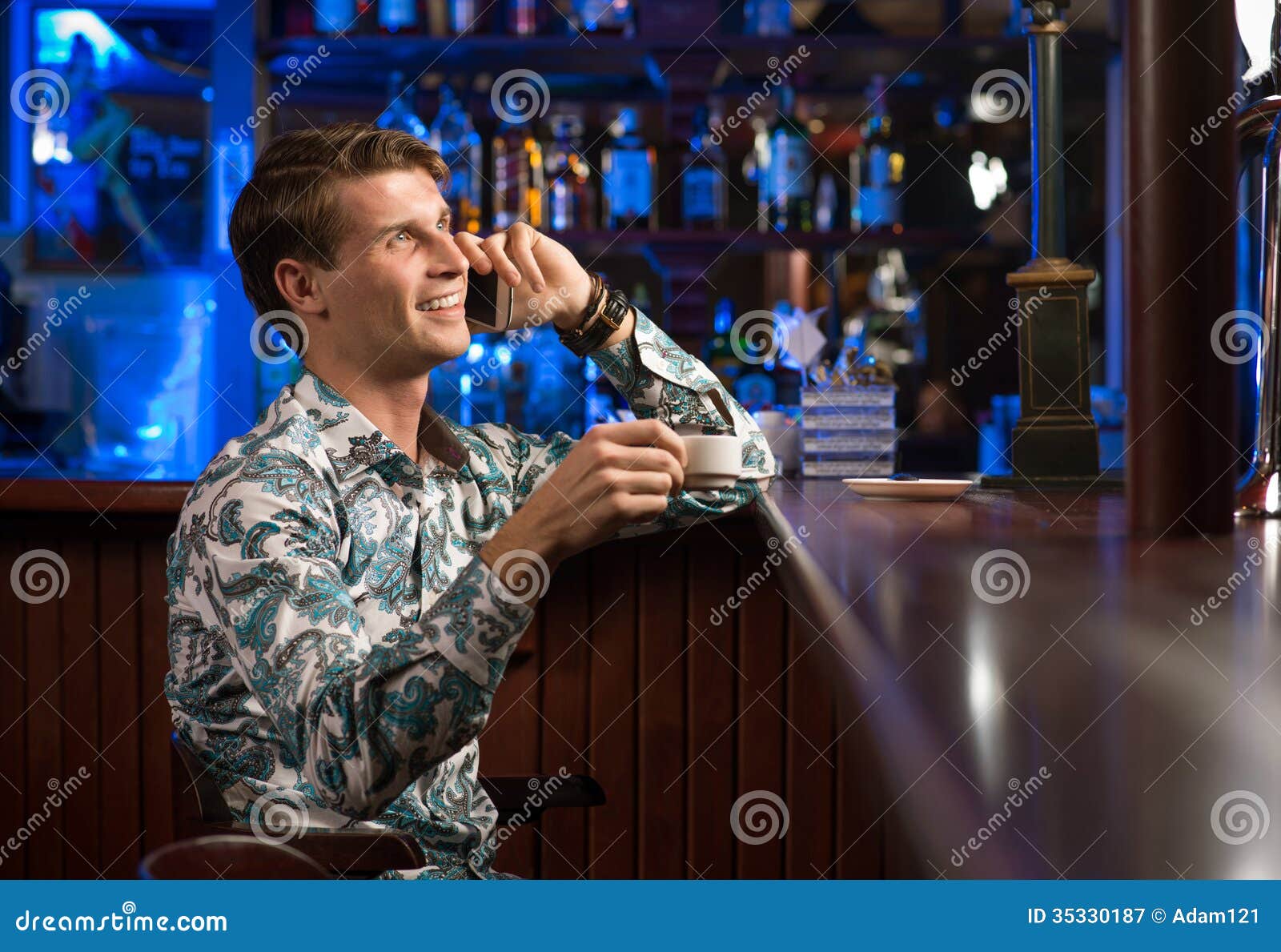 Young man at the bar stock image. Image of caffee, life - 35330187