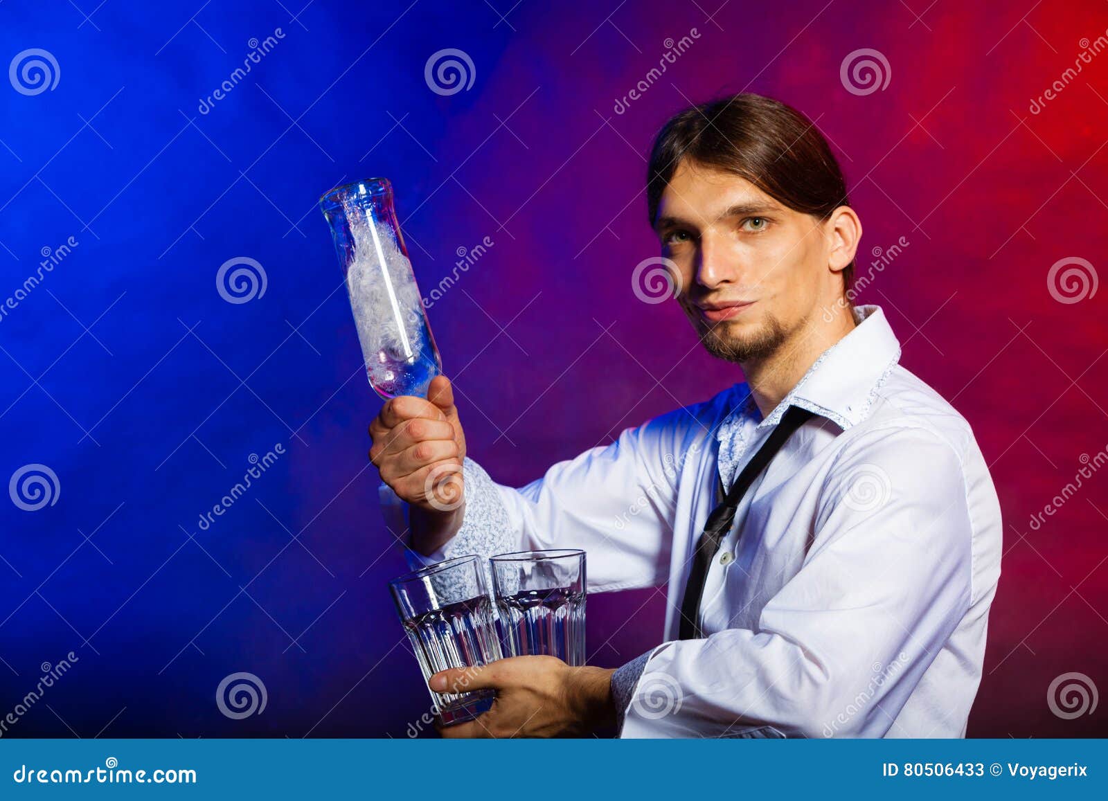 Young Man Bartender Pouring a Drink Stock Image - Image of club ...