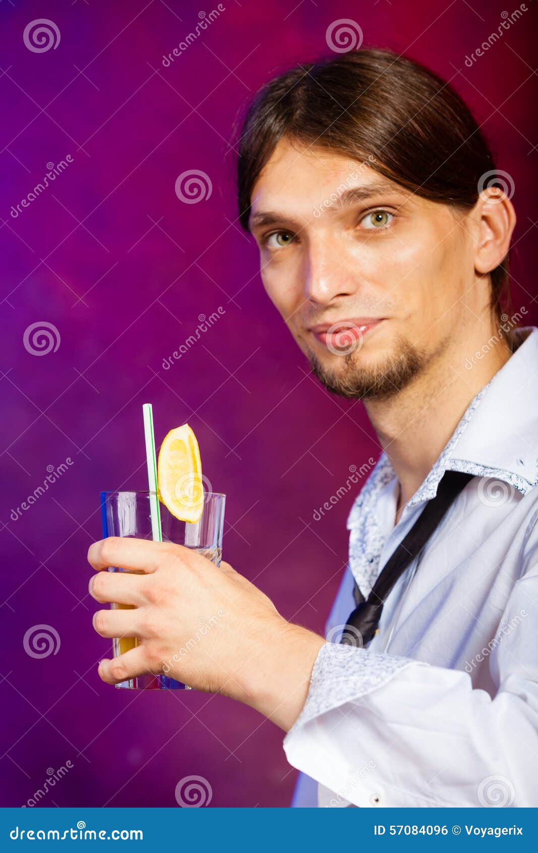 Young Man Bartender Preparing Alcohol Cocktail Drink Stock Photo ...