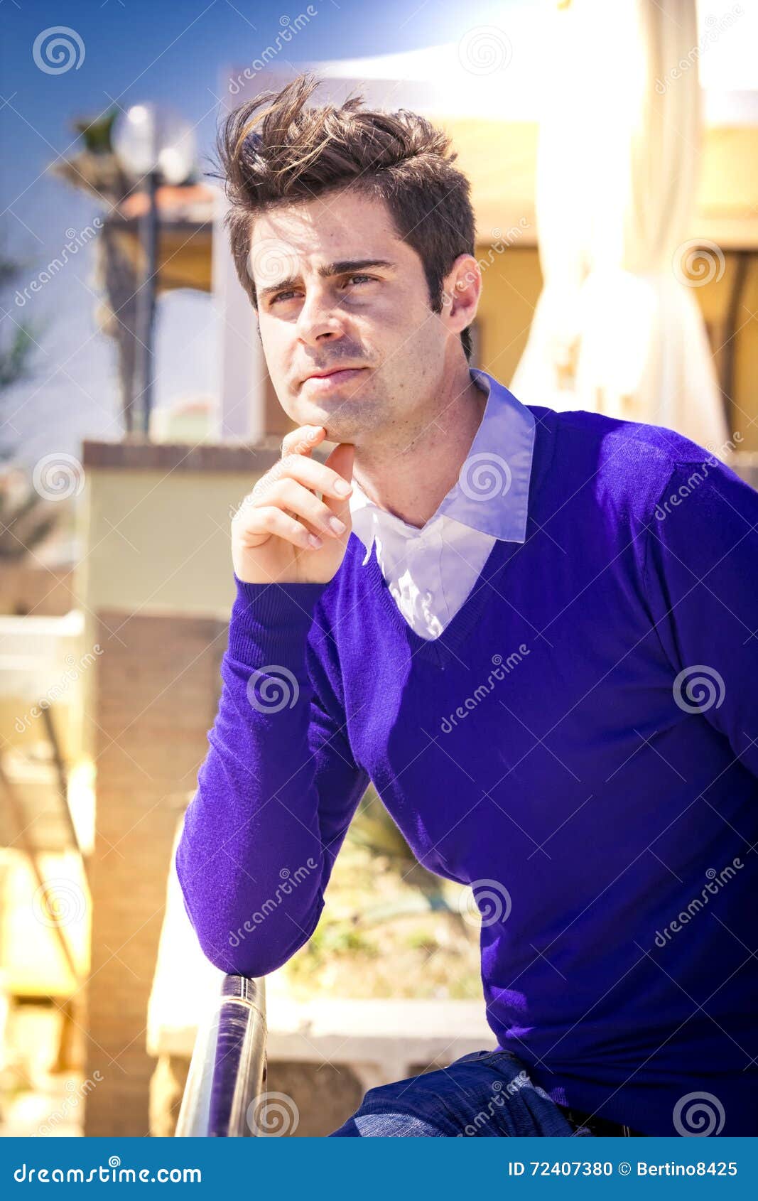 Young man at beach stock photo. Image of femininity, distressed - 72407380
