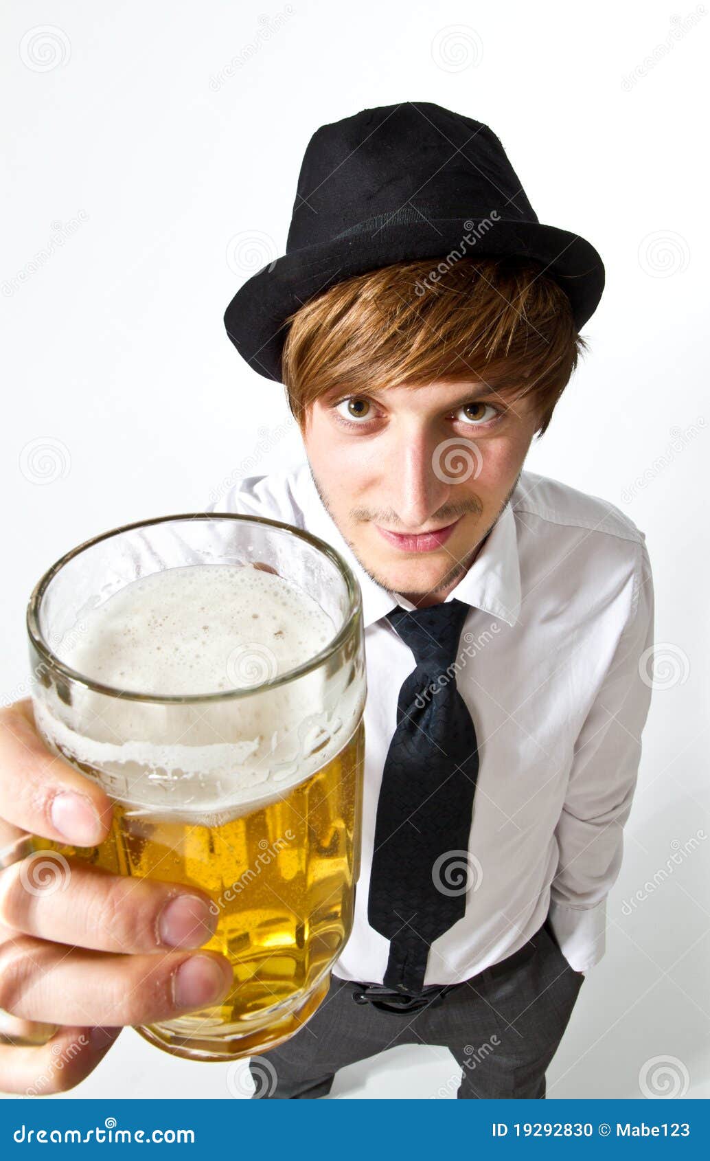 Young man with beer stock photo. Image of people, grin - 19292830