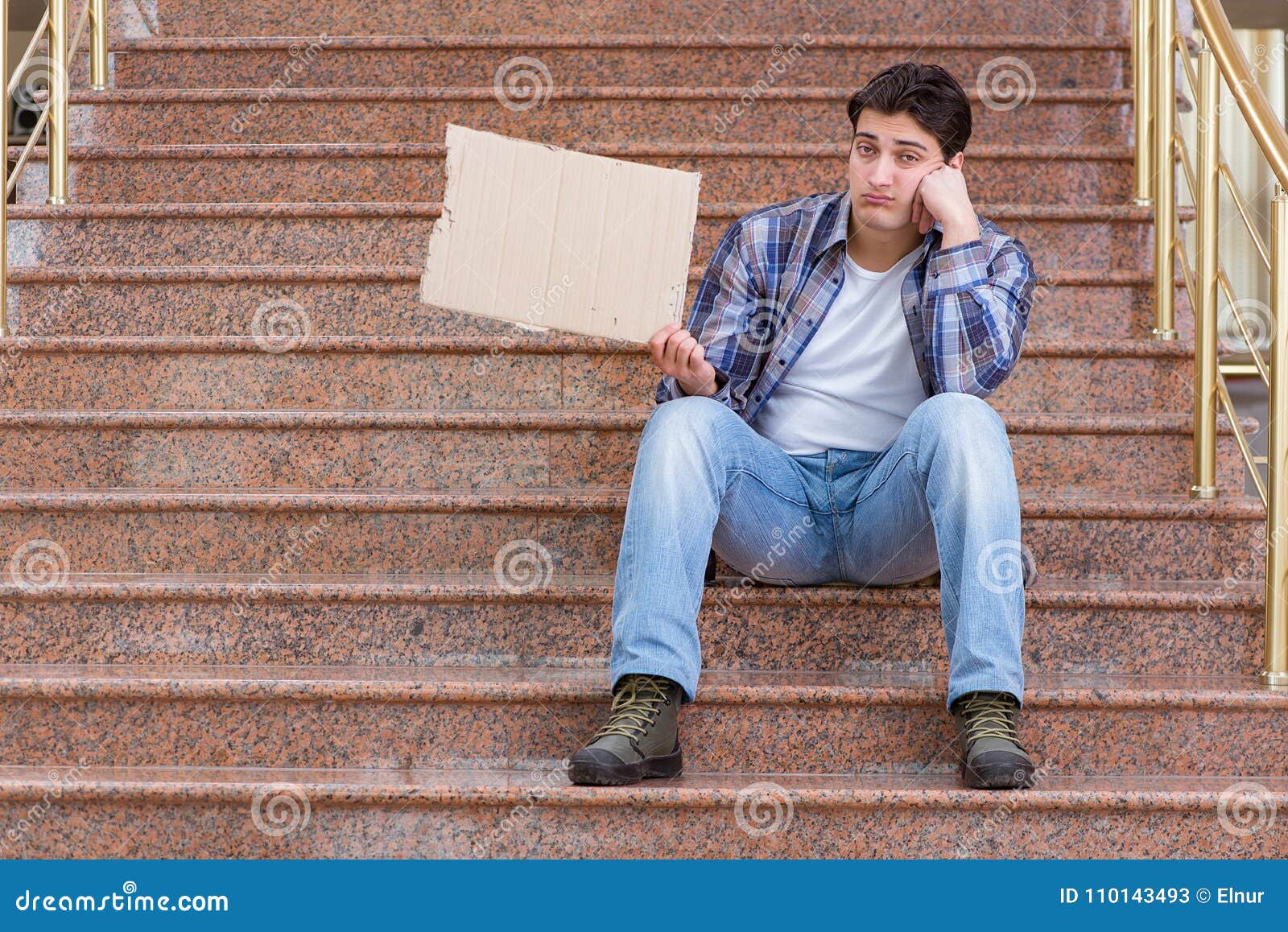 The Young Man Begging Money on the Street Stock Image - Image of ...