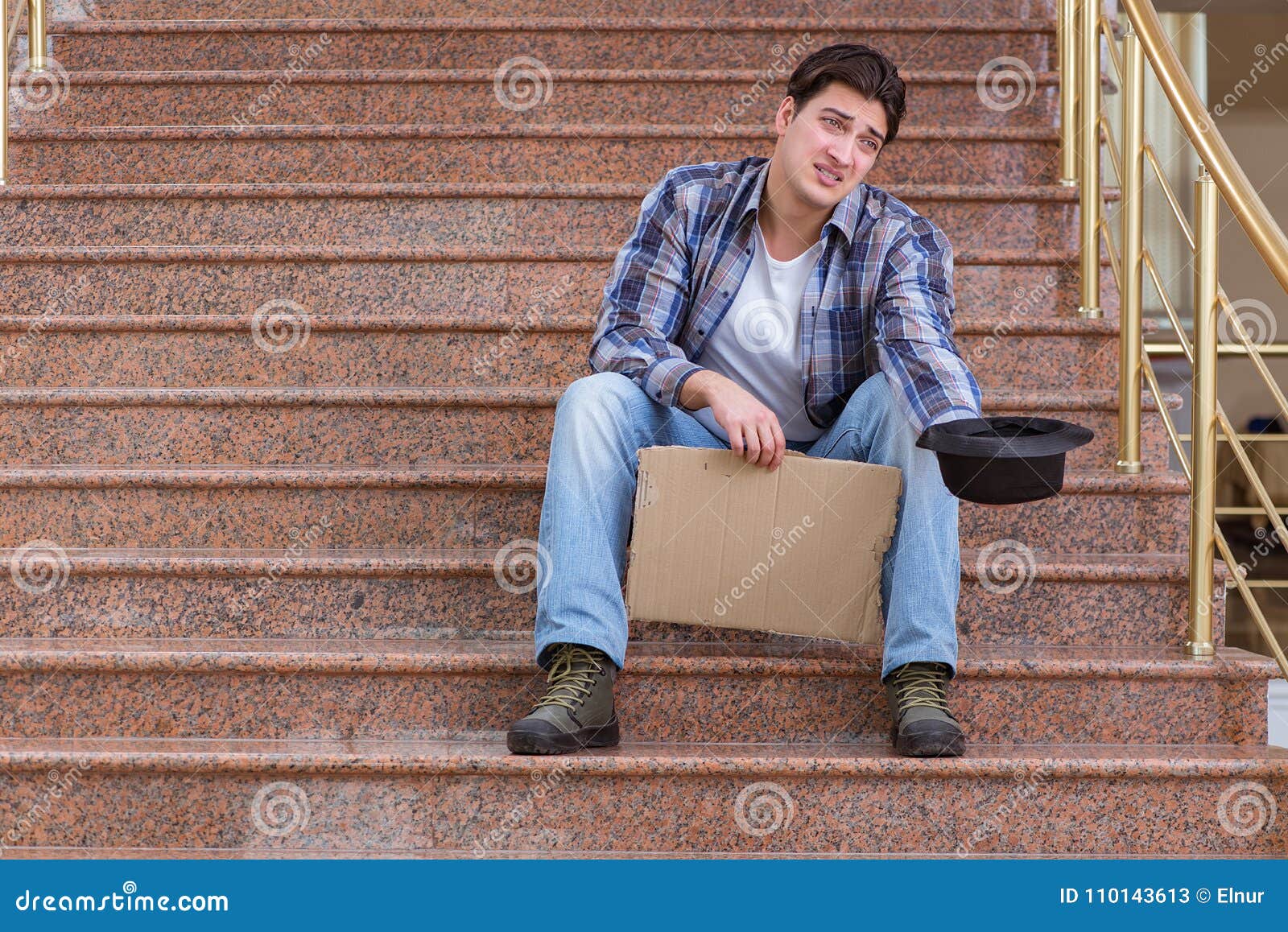 The Young Man Begging Money on the Street Stock Image - Image of poor ...