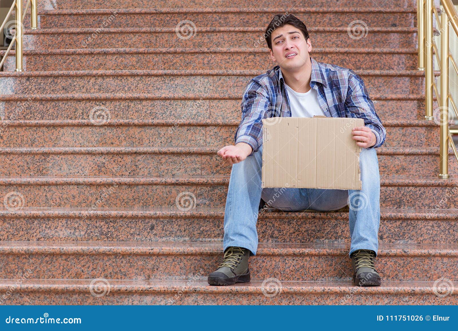 The Young Man Begging Money on the Street Stock Photo - Image of ...