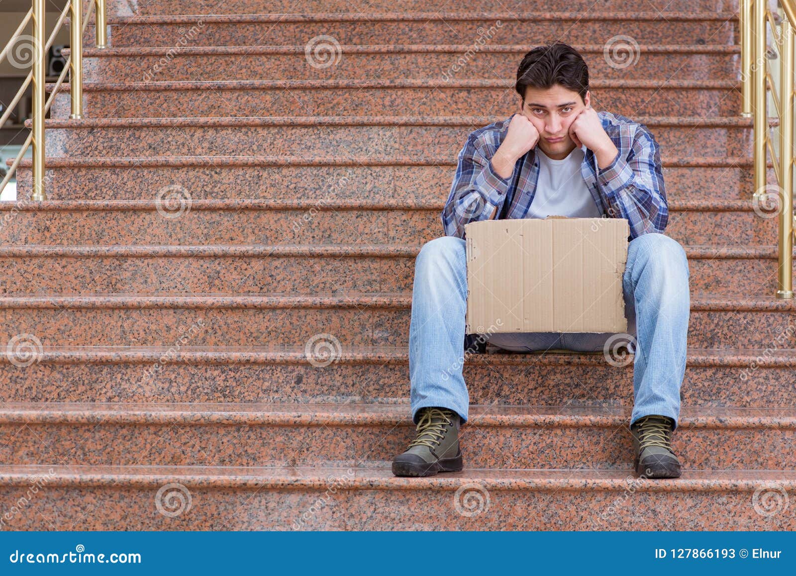 The Young Man Begging Money on the Street Stock Image - Image of ...