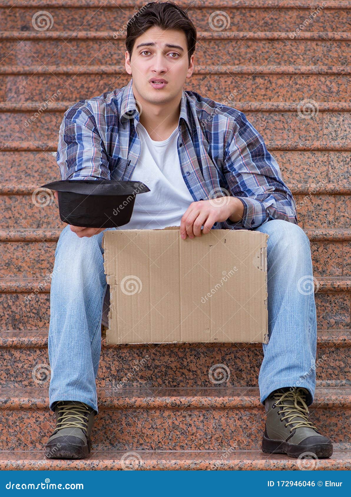 Young Man Begging Money on the Street Stock Photo - Image of manager ...