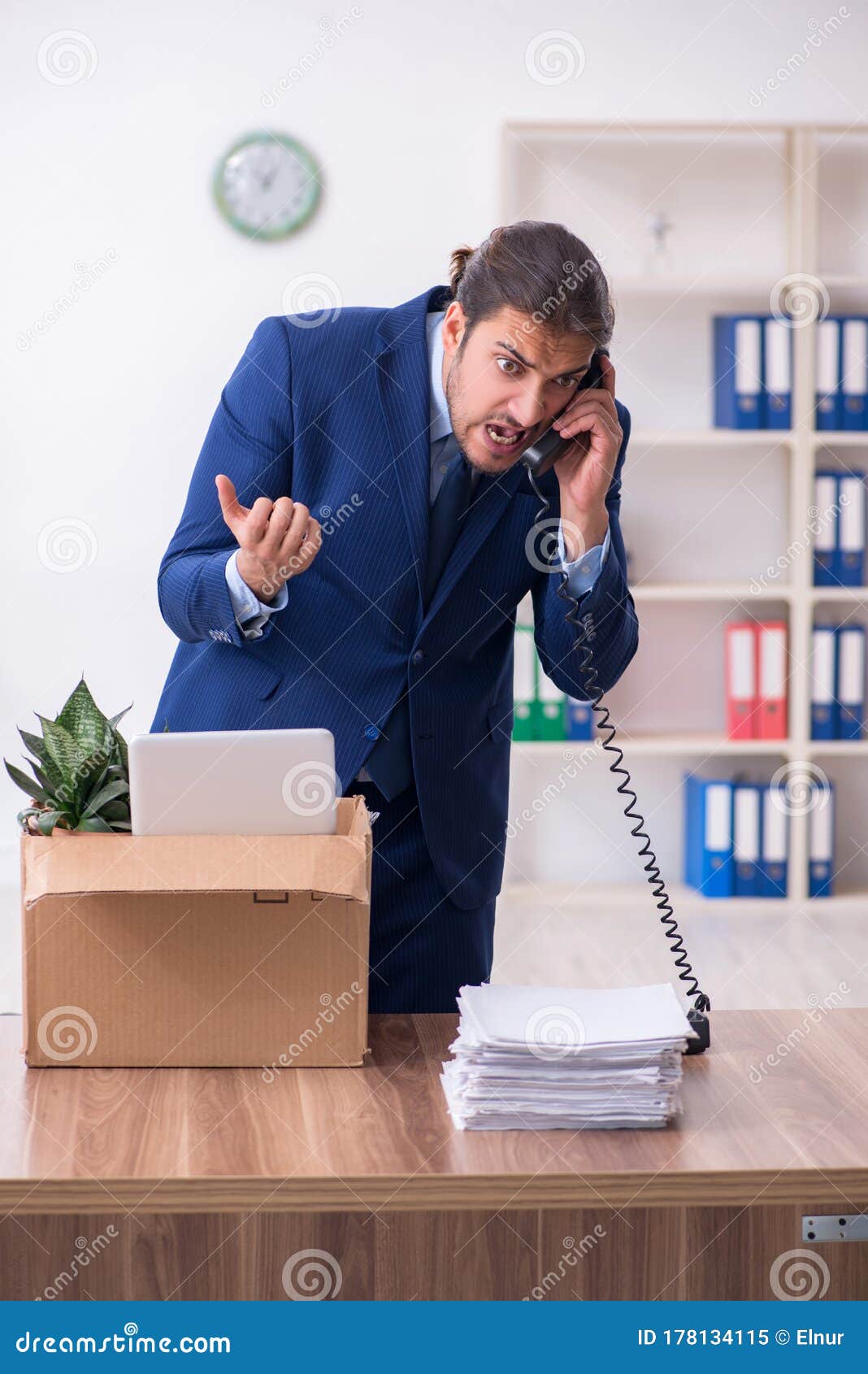 Young Man Being Fired from His Work Stock Image - Image of belongings ...