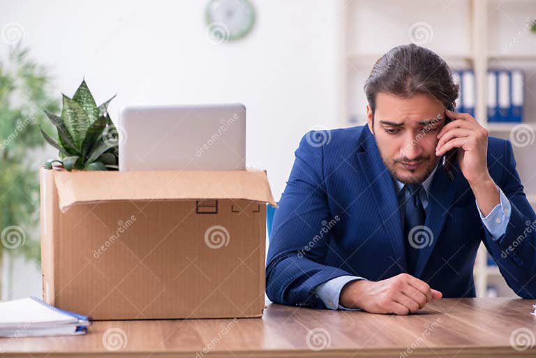 Young Man Being Fired from His Work Stock Image - Image of mobile ...