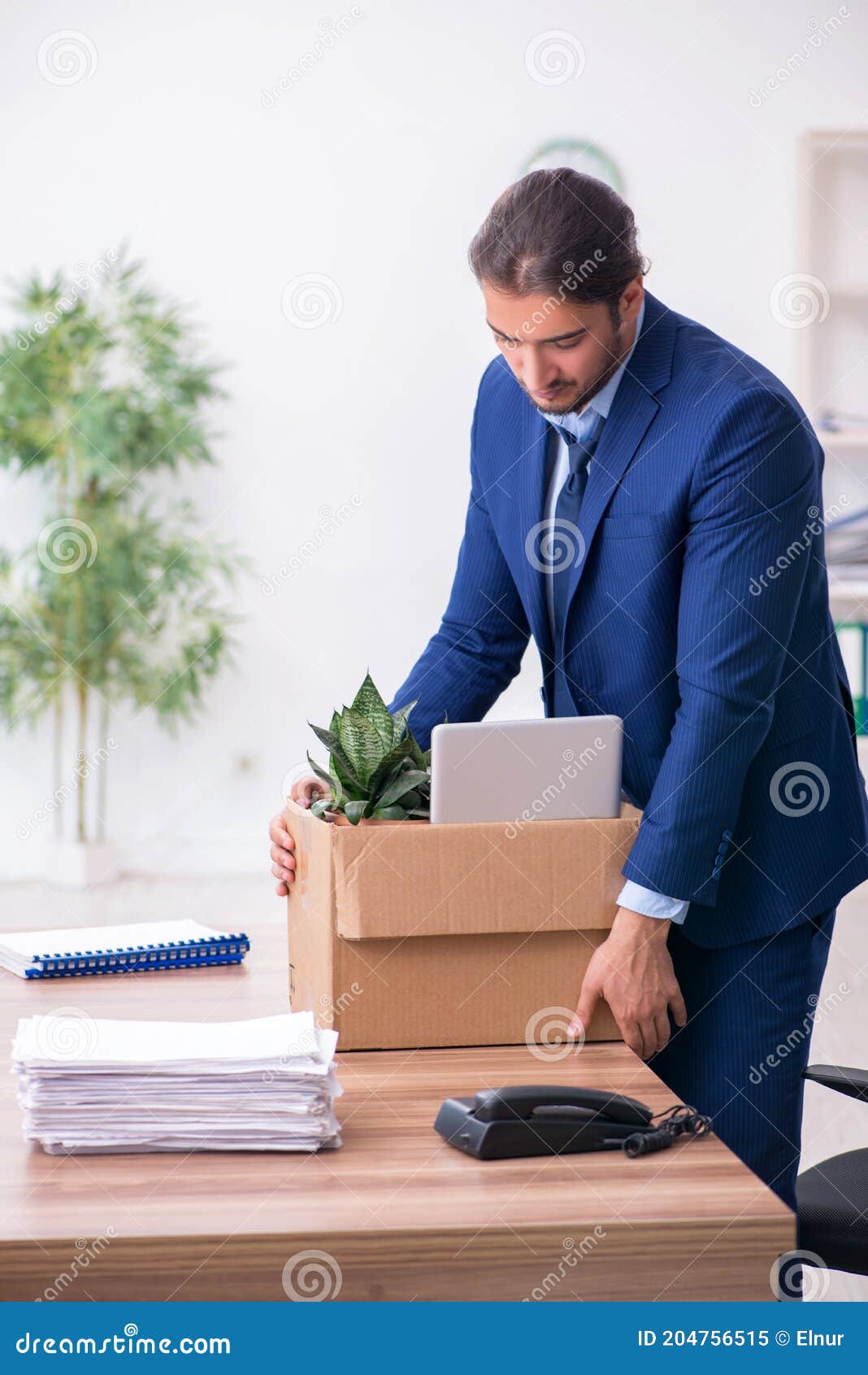 Young Man Being Fired from His Work Stock Image - Image of belongings ...