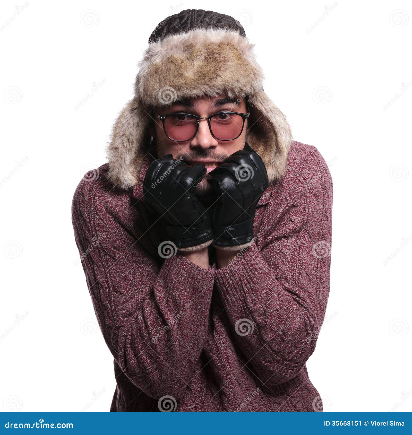 Young Man is Being Scared about the Winter Cold Stock Image - Image of ...